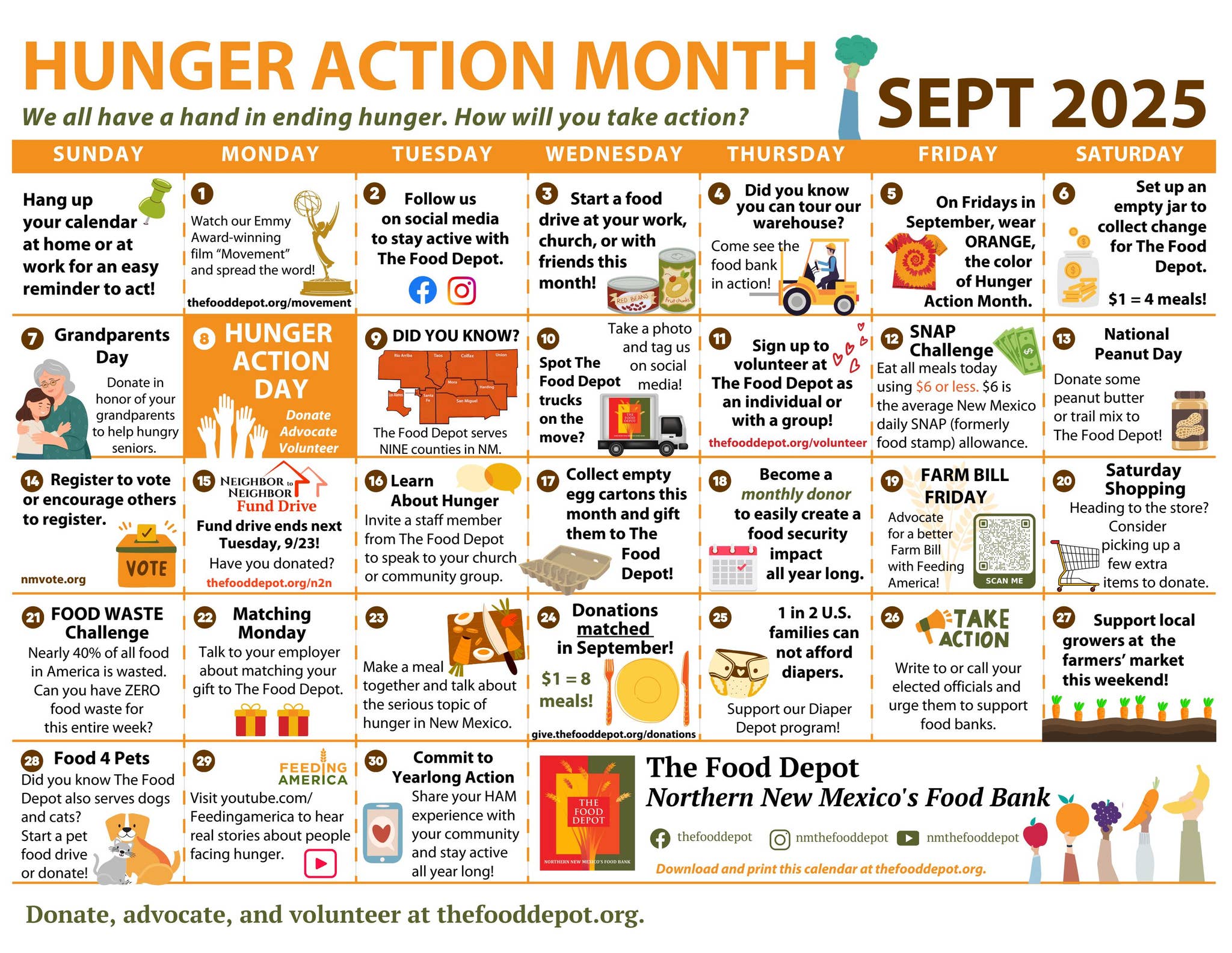 Hunger Action Month 2025 Calendar by The Food Depot - Issuu