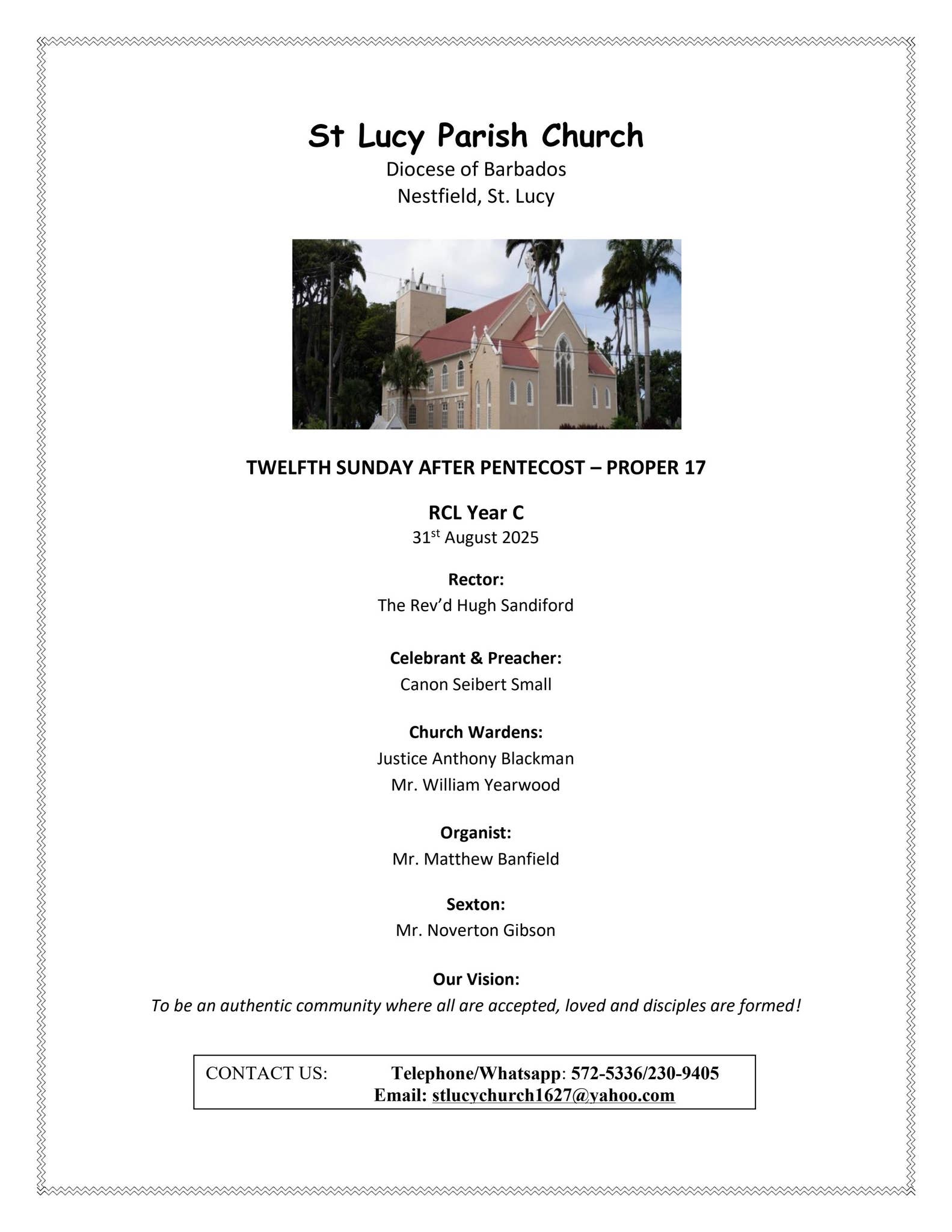 31 August 2025 - Order of Eucharist - Twelfth Sunday after Pentecost ...