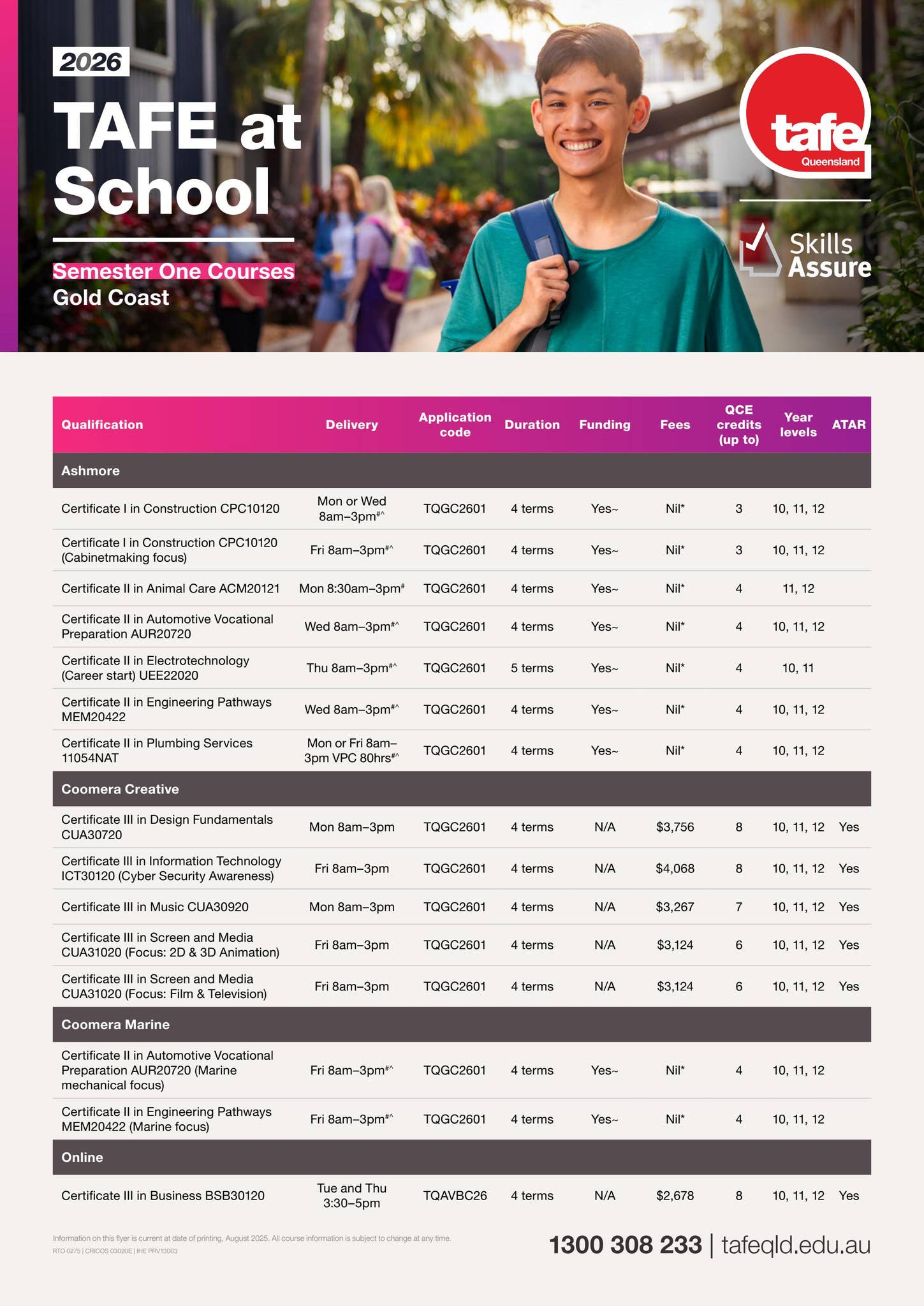 TAFE at School Flyer - 2026 Semester One by tafeqldgc - Issuu