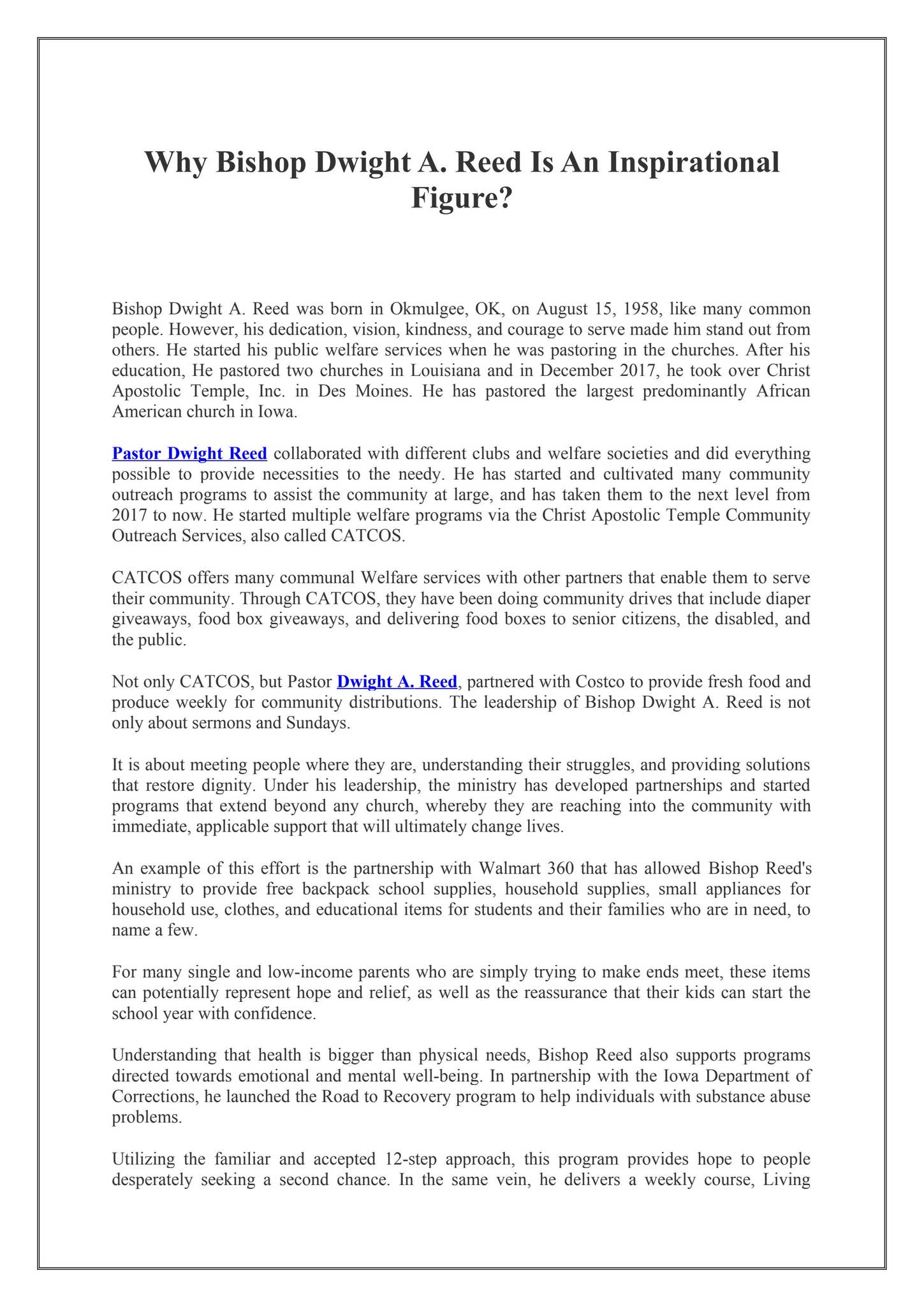 Why Bishop Dwight A. Reed Is An Inspirational Figure? by Dwight A. Reed ...