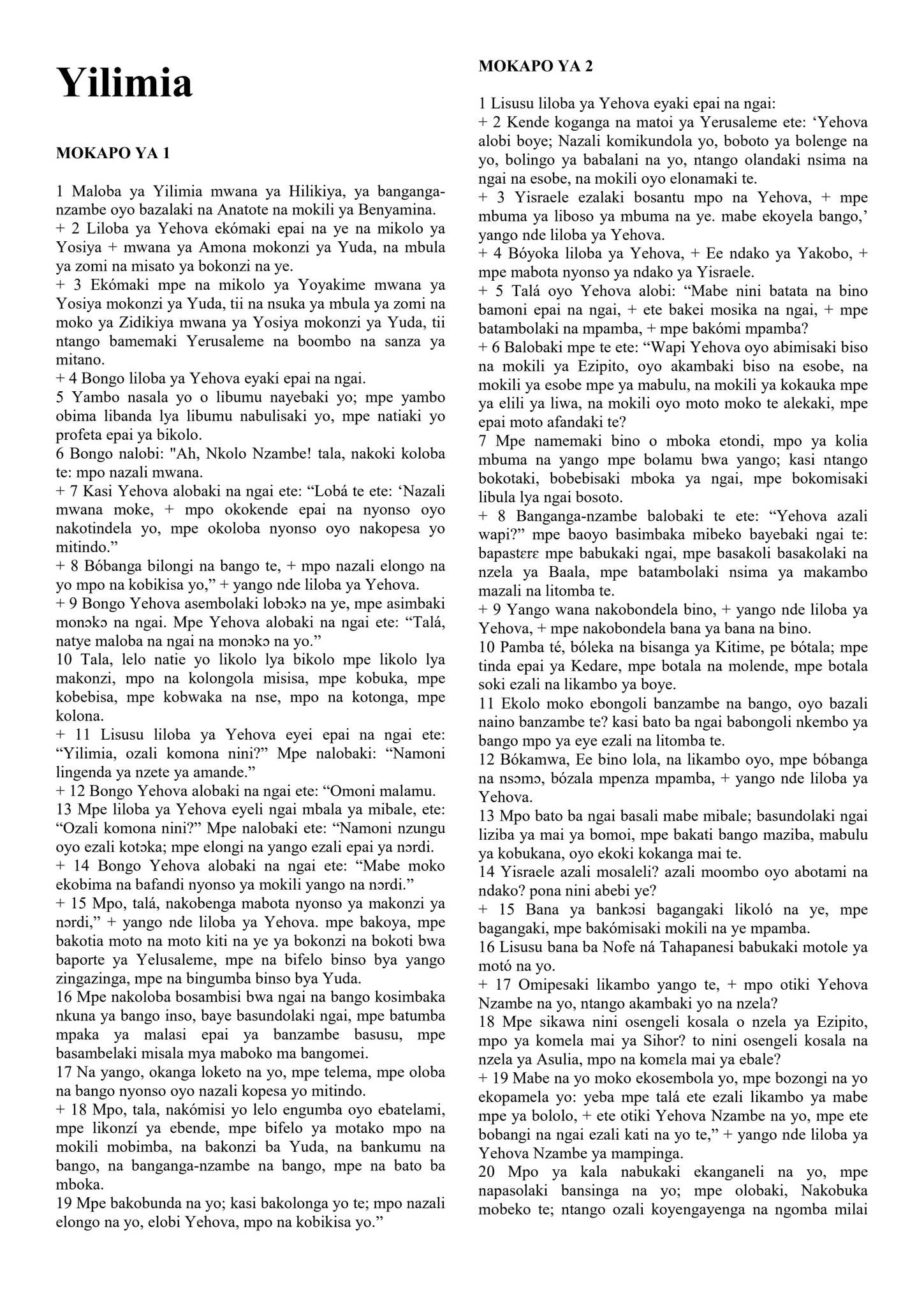 Lingala - The Book of Prophet Jeremiah by Filipino Tracts and ...