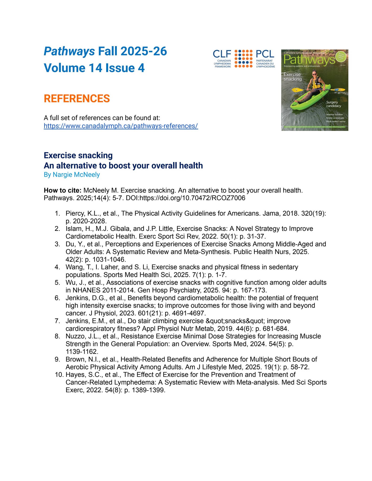 Fall Pathways 2025 (Volume 14, Issue 4) REFERENCES by Canadian ...