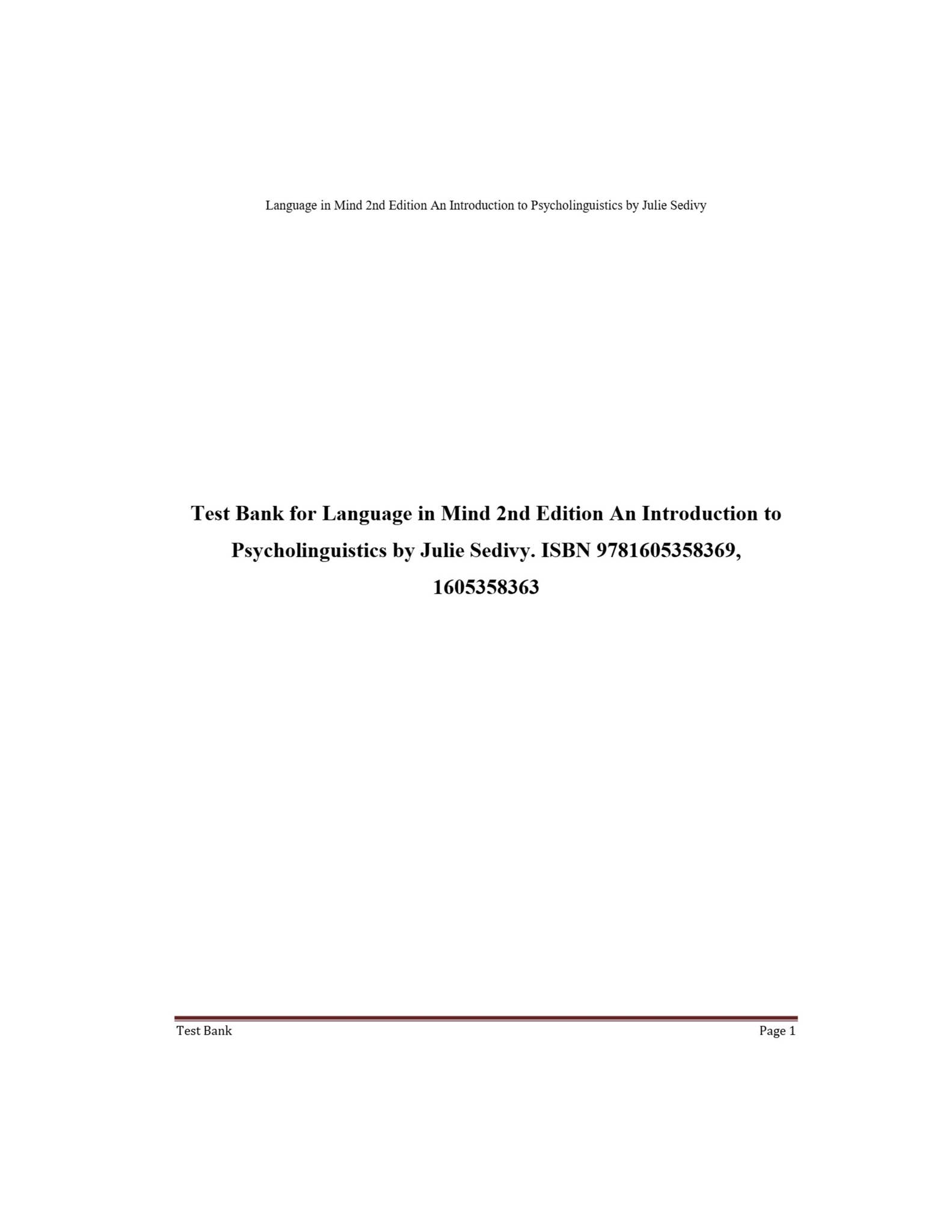 Test Bank for Language in Mind 2nd Edition An Introduction to ...