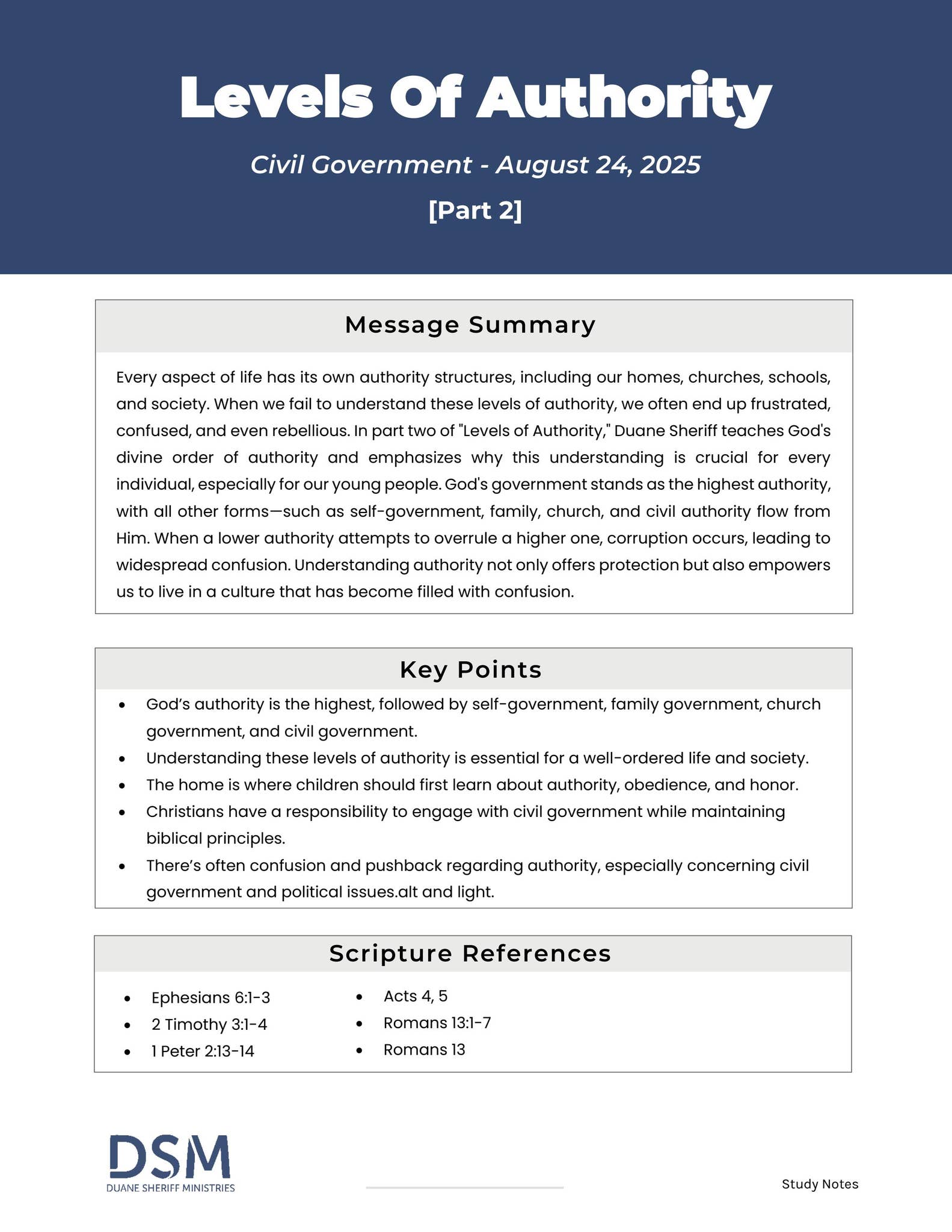 Levels of Authority - Part 2 - Civil Government by ...