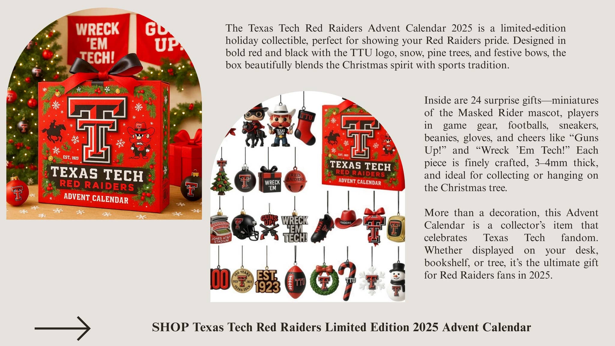 Texas Tech Red Raiders Limited Edition 2025 Advent Calendar by Top ...