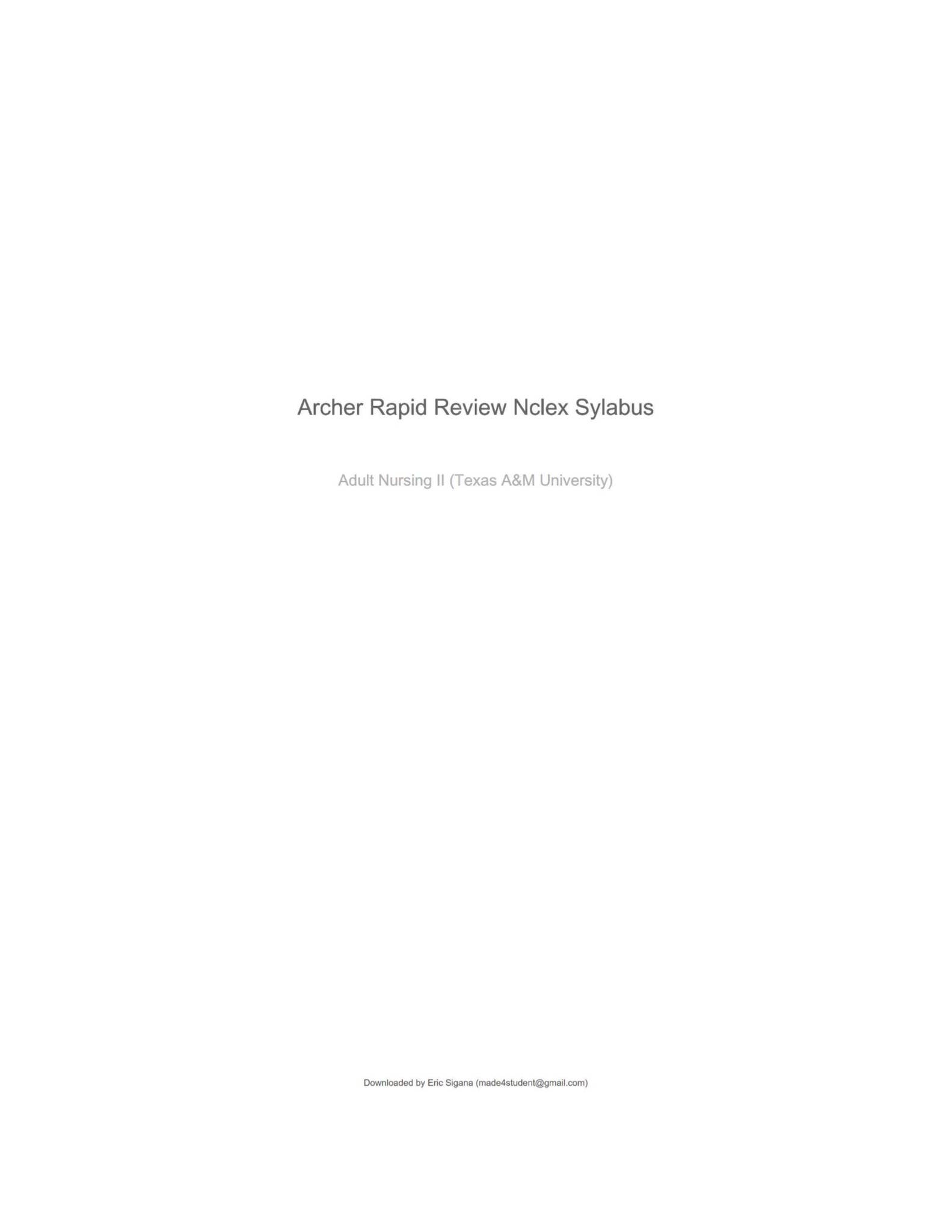 Archer Rapid Review NCLEX Syllabus Complete Study Guide with Key ...