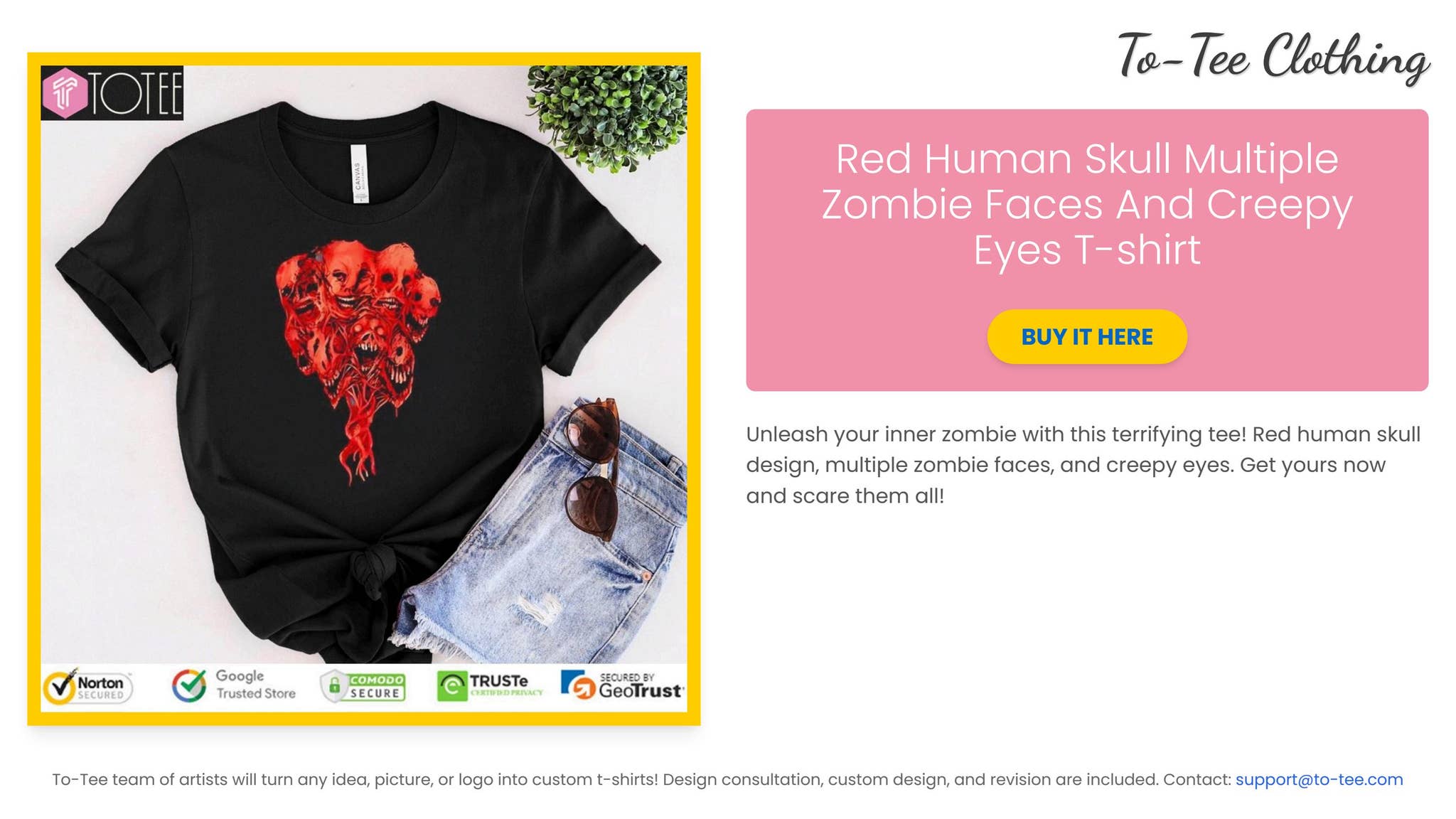 Red Human Skull Multiple Zombie Faces And Creepy Eyes T-shirt by ...
