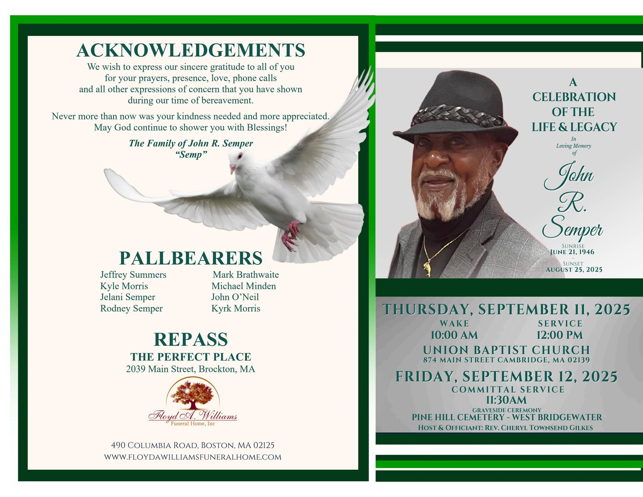 Memorial Folder for the late Mr. John R. Semper - Our beloved "Semp" by ...