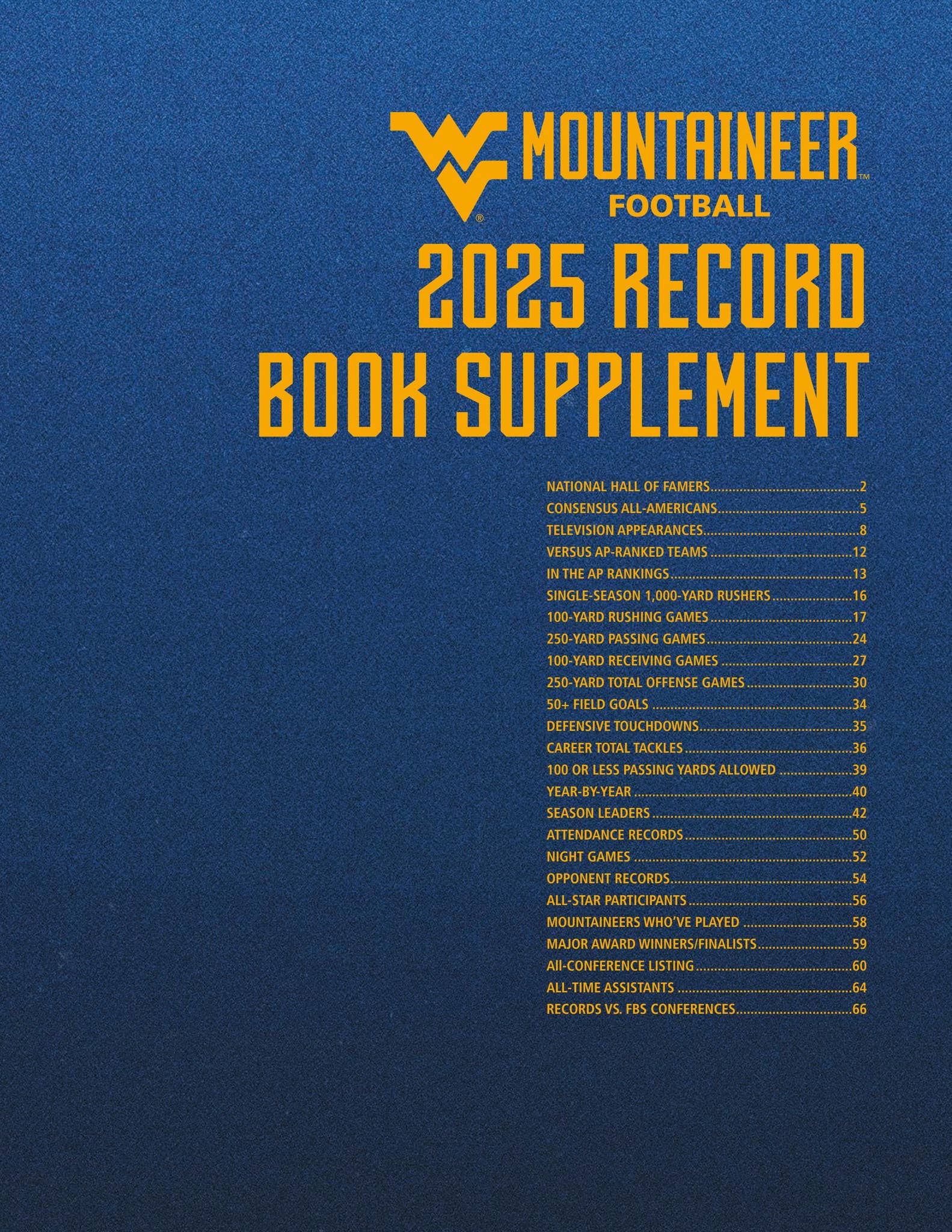 2025 West Virginia University Football Record Book Supplement by Joe ...
