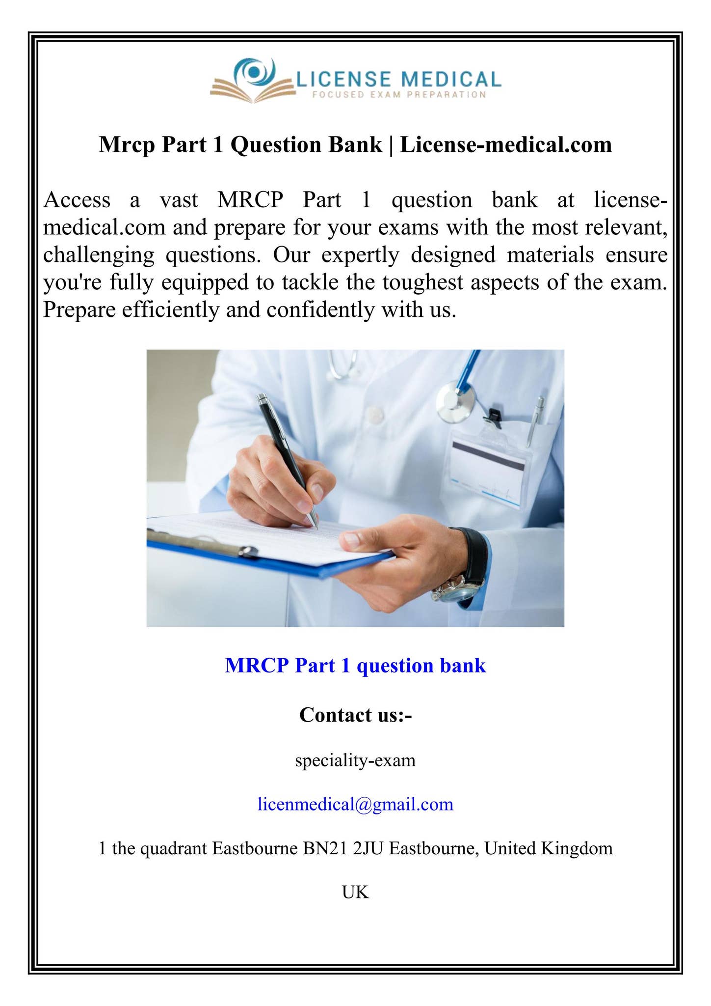 Mrcp Part 1 Question Bank License-medical.com by Speciality Exam - Issuu