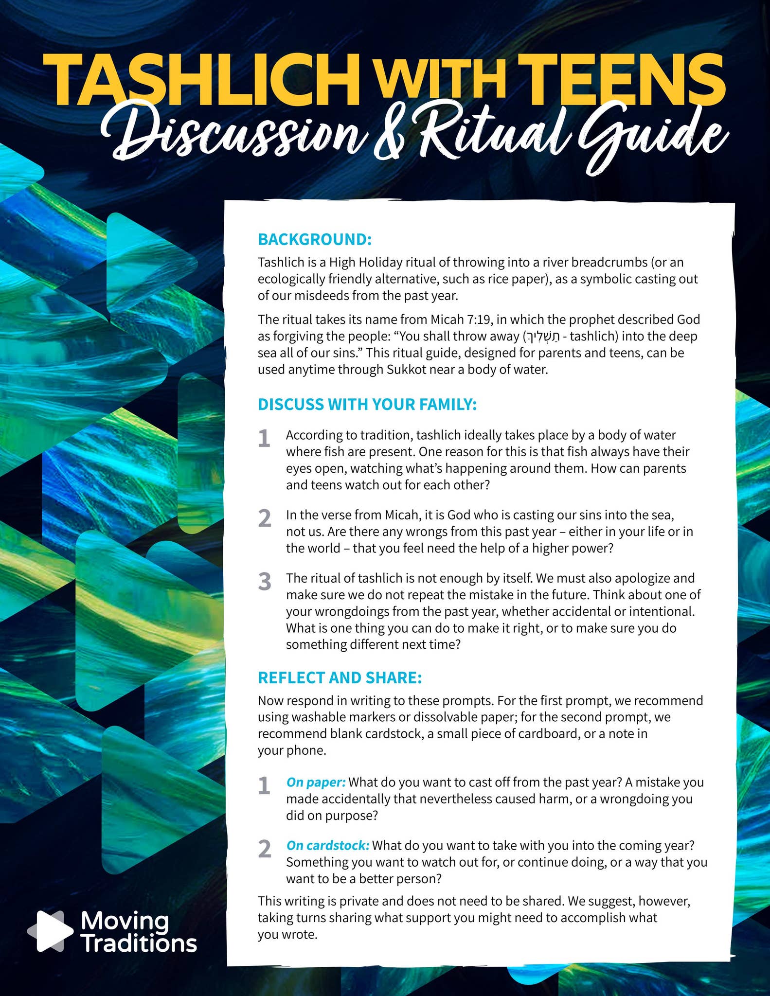 Tashlich with Teens by Moving Traditions - Issuu
