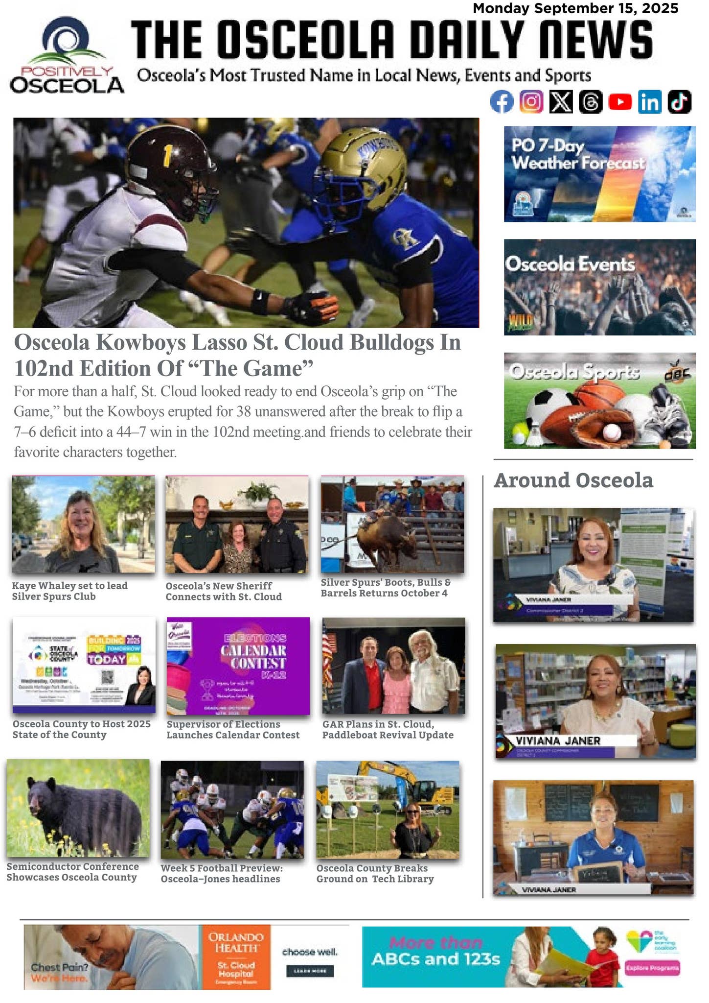 The Osceola Daily News for Monday September 15, 2025 by Positively ...