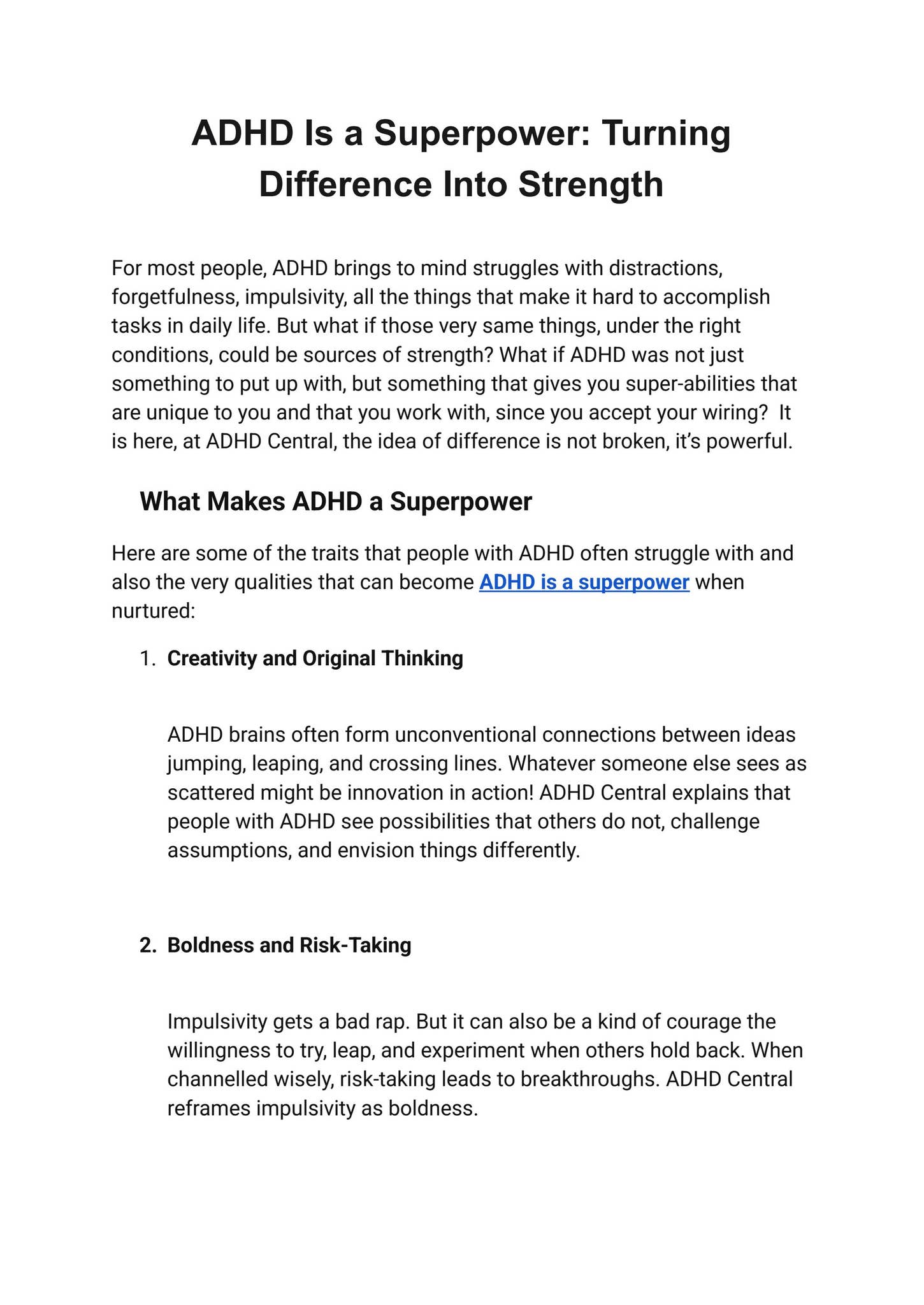 ADHD Is a Superpower: Turning Difference Into Strength by ADHD Central ...