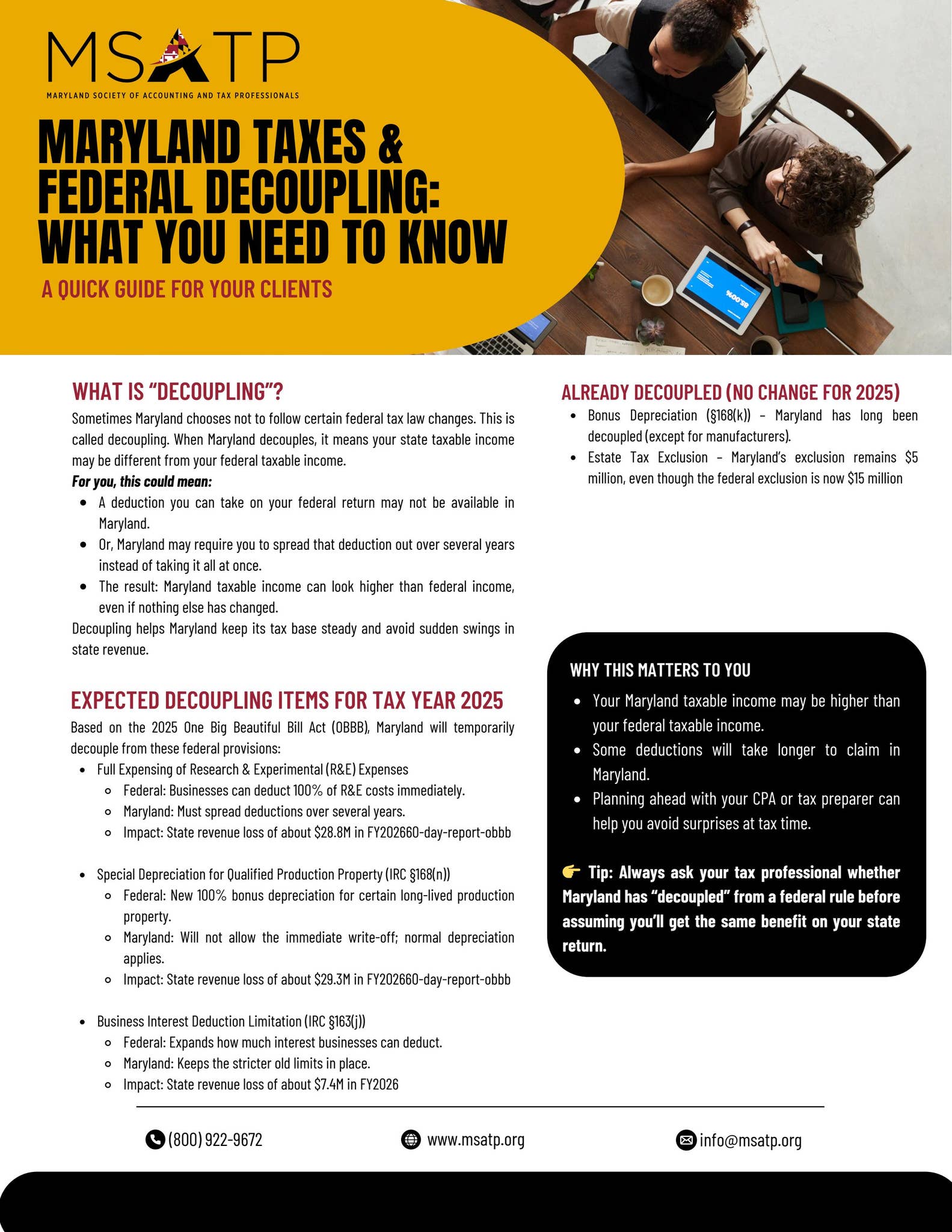 Maryland Taxes & Federal Decoupling What You Need to Know Client Guide by MDSociety - Issuu