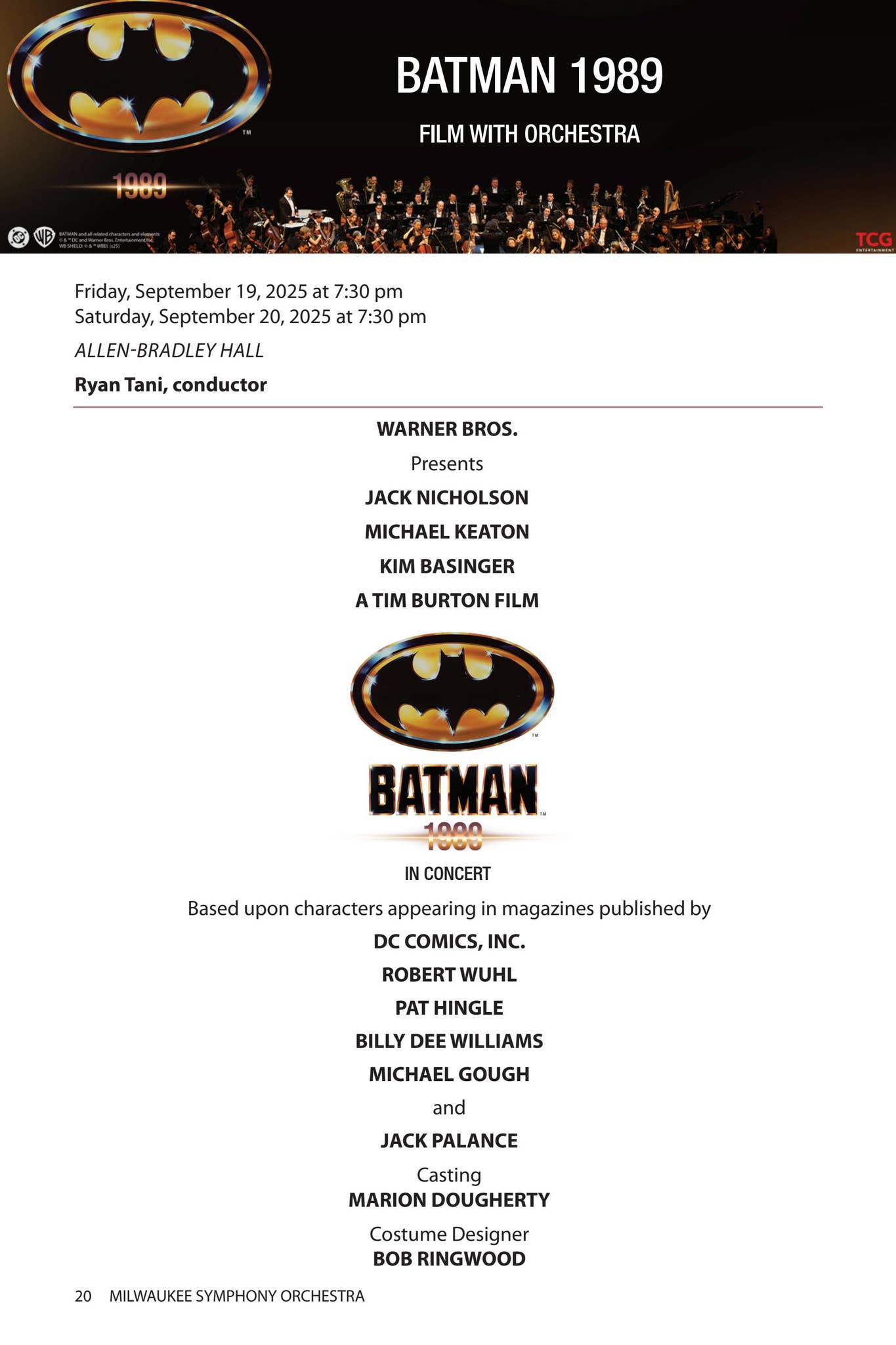 BATMAN 1989. FILM WITH ORCHESTRA by Milwaukee Symphony Orchestra - Issuu