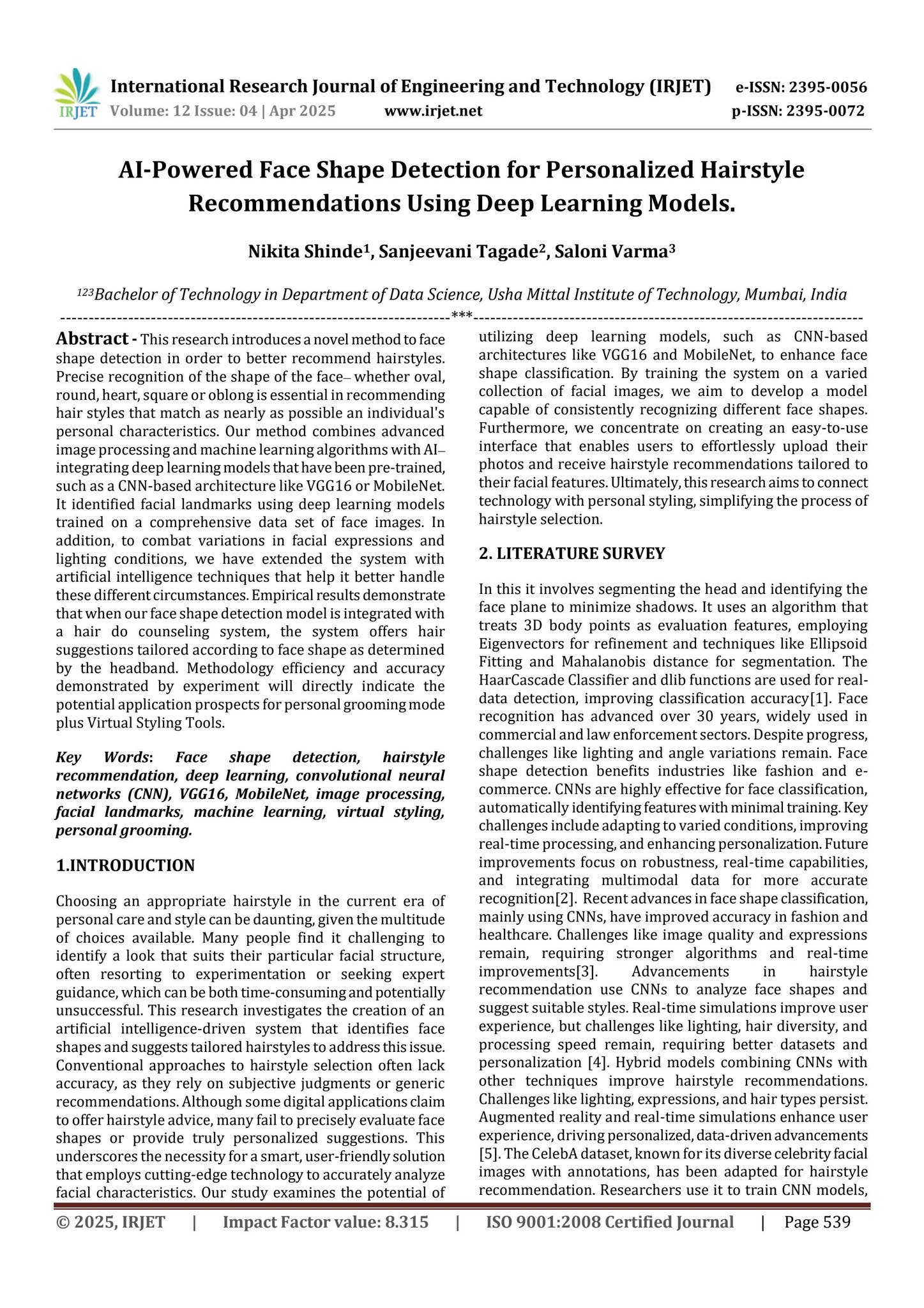 AI-Powered Face Shape Detection for Personalized Hairstyle ...