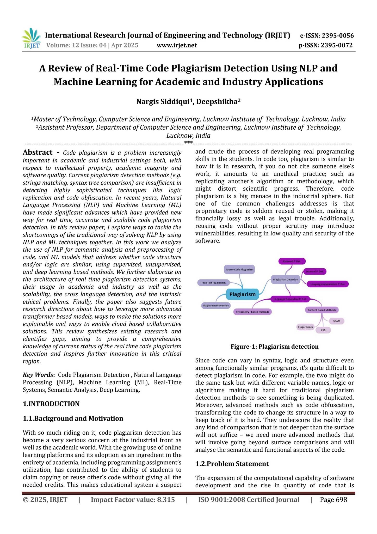 A Review of Real-Time Code Plagiarism Detection Using NLP and Machine Learning for Academic and ...