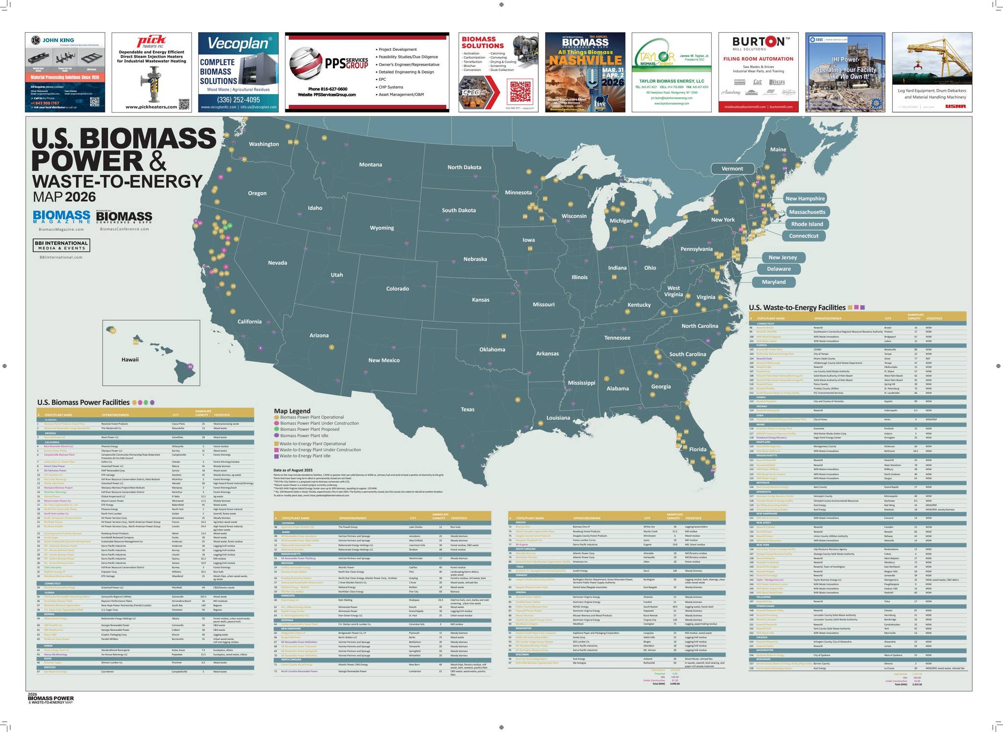 2026 Biomass Power & Waste-to-Energy Facility Map by BBI International ...