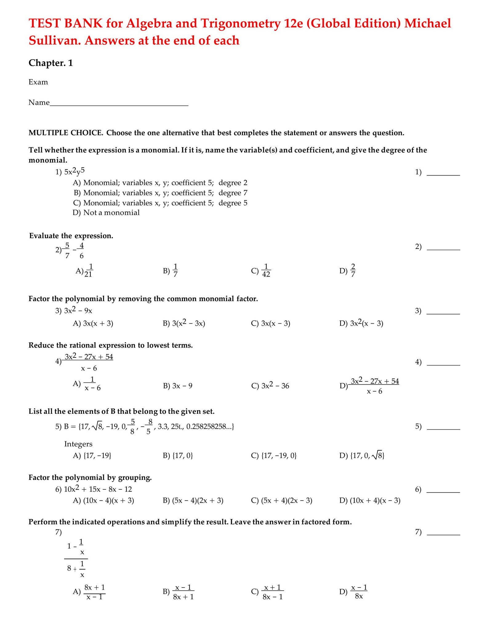 Algebra and Trigonometry 12th Edition (Global Edition) By Michael ...