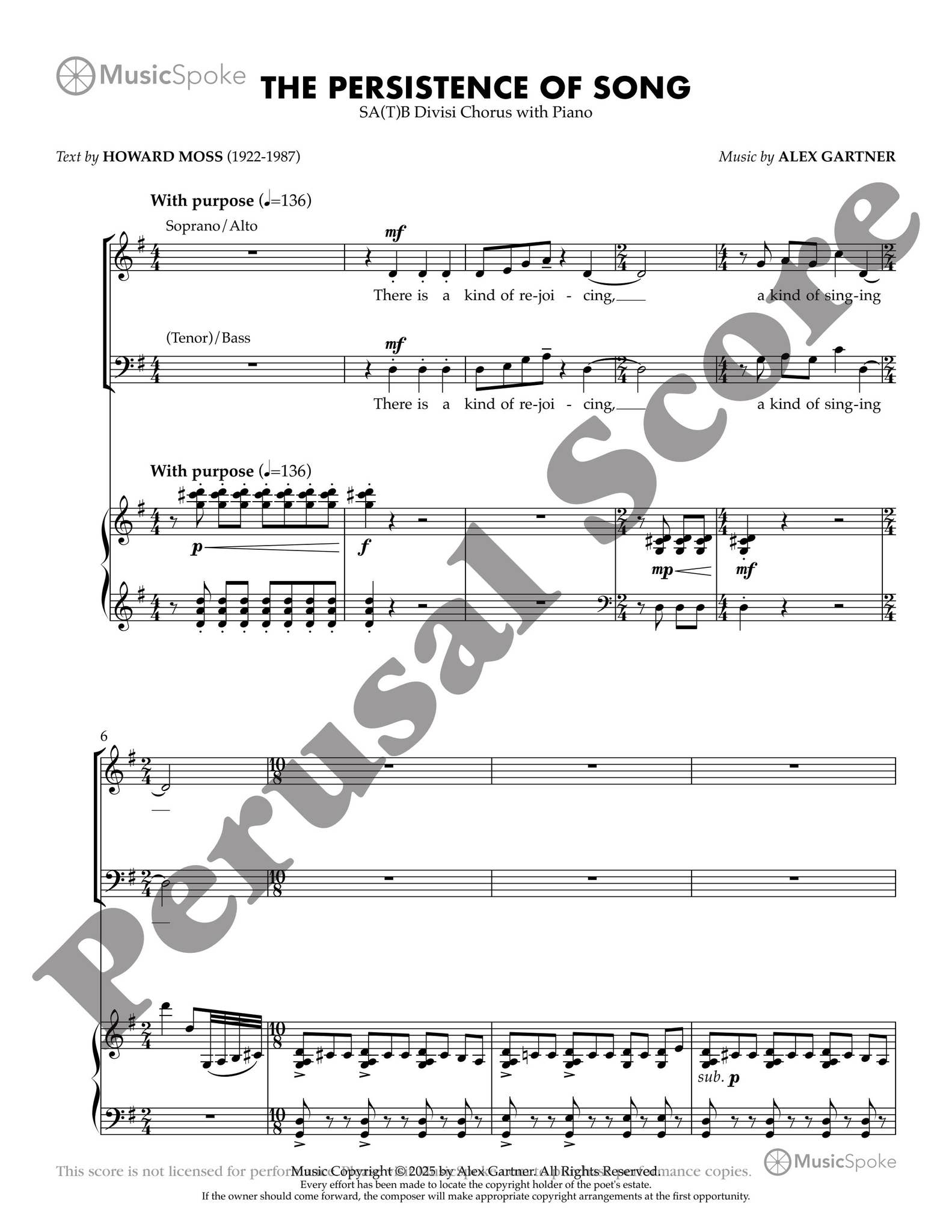 The Persistence of Song | SATB | Alex Gartner | MusicSpoke by ...