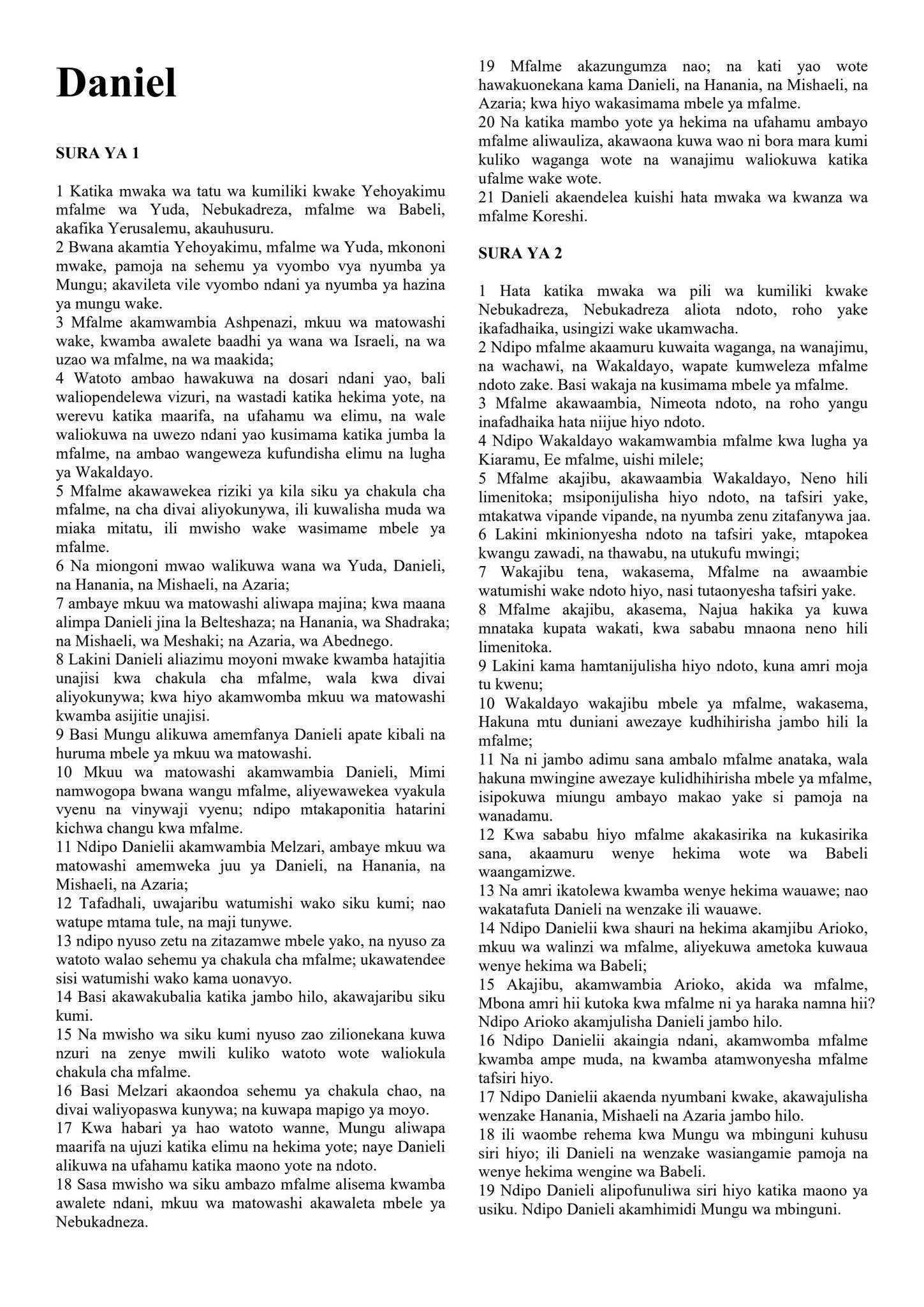 Swahili - The Book of Daniel by Filipino Tracts and Literature Society ...