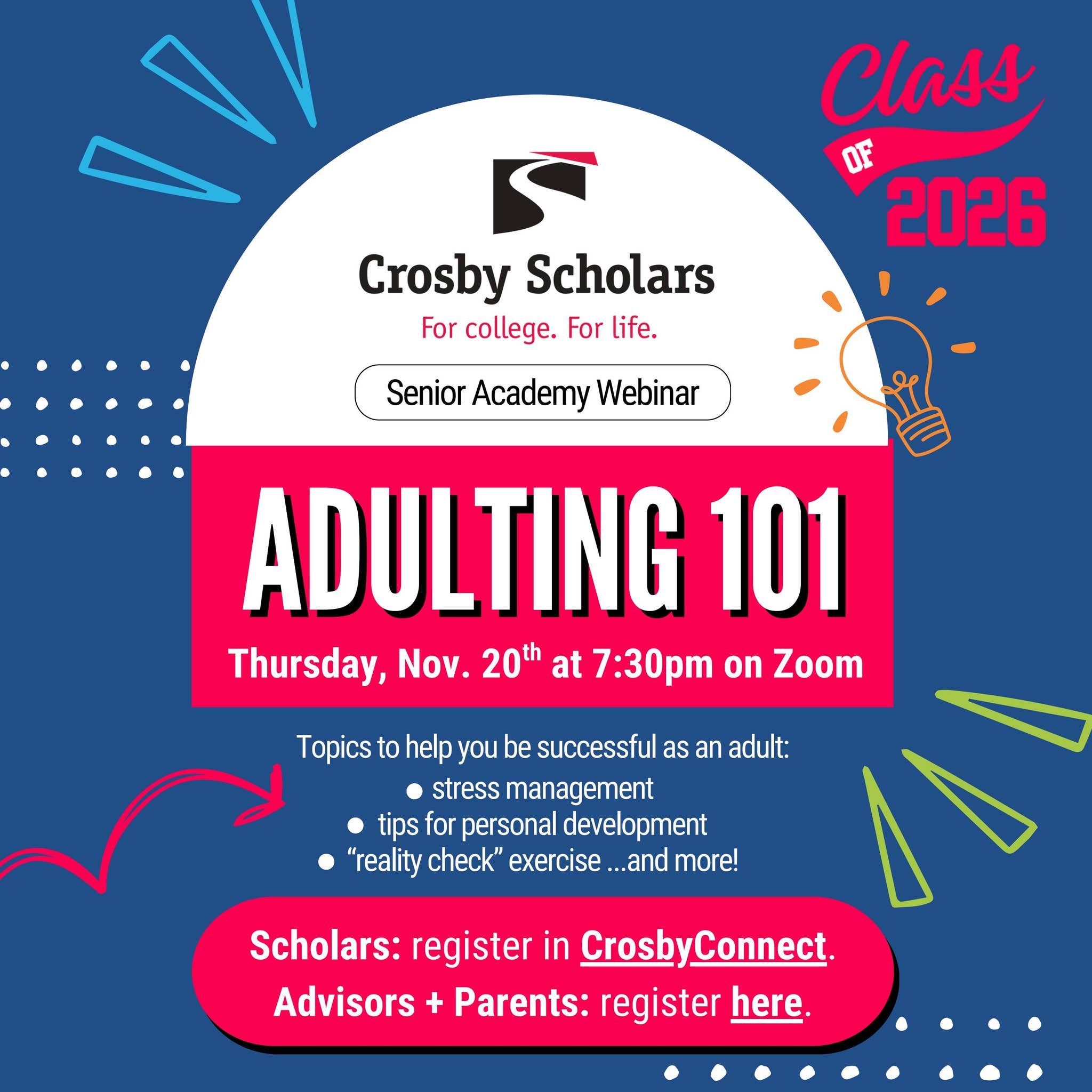 Adulting 101 - Class of 2026 Senior Academy by Crosby Scholars ...