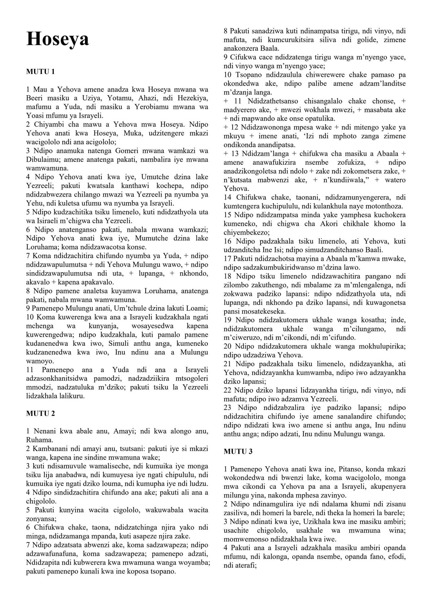 Chichewa Nyanja - The Book of Prophet Hosea by Filipino Tracts and ...