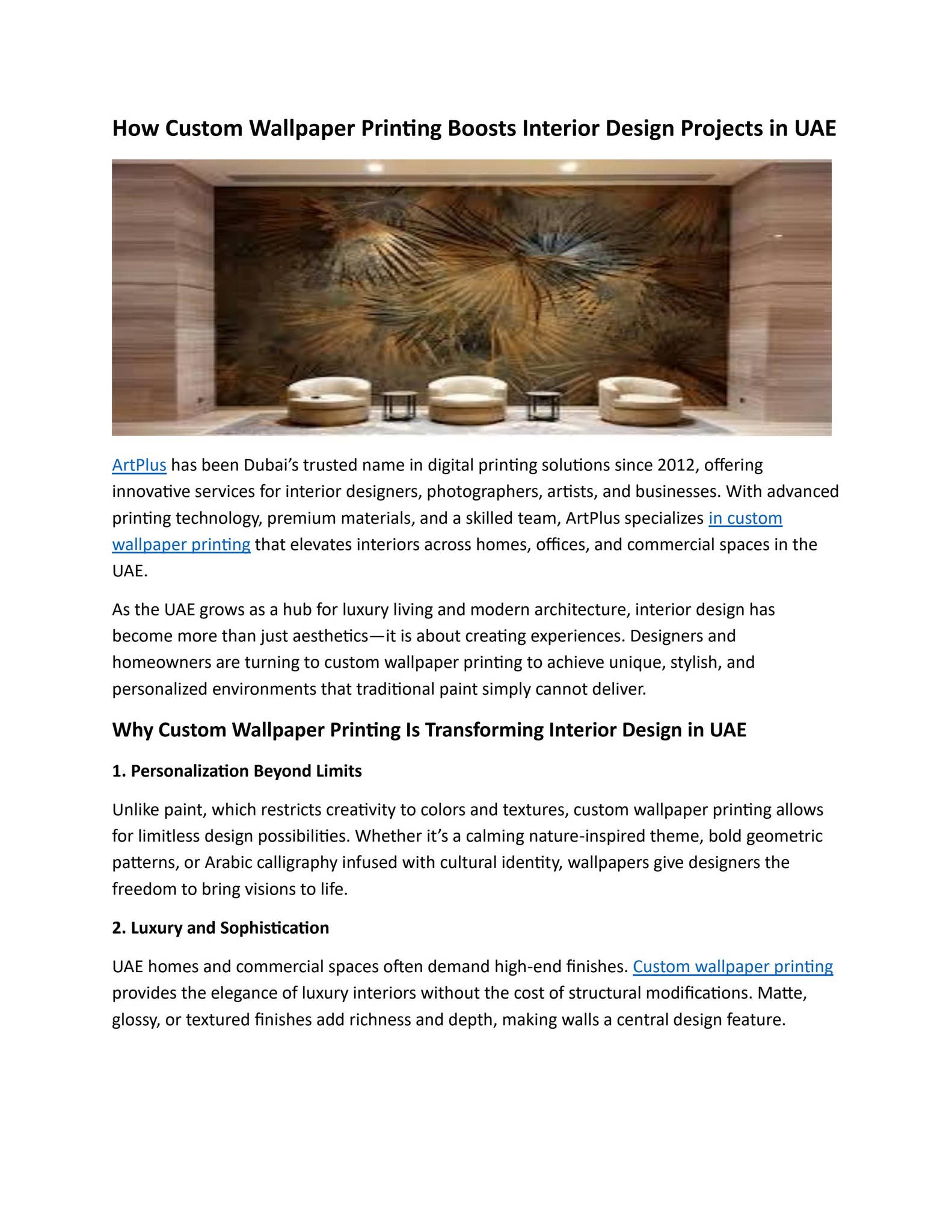 How Custom Wallpaper Printing Boosts Interior Design Projects in UAE by ...