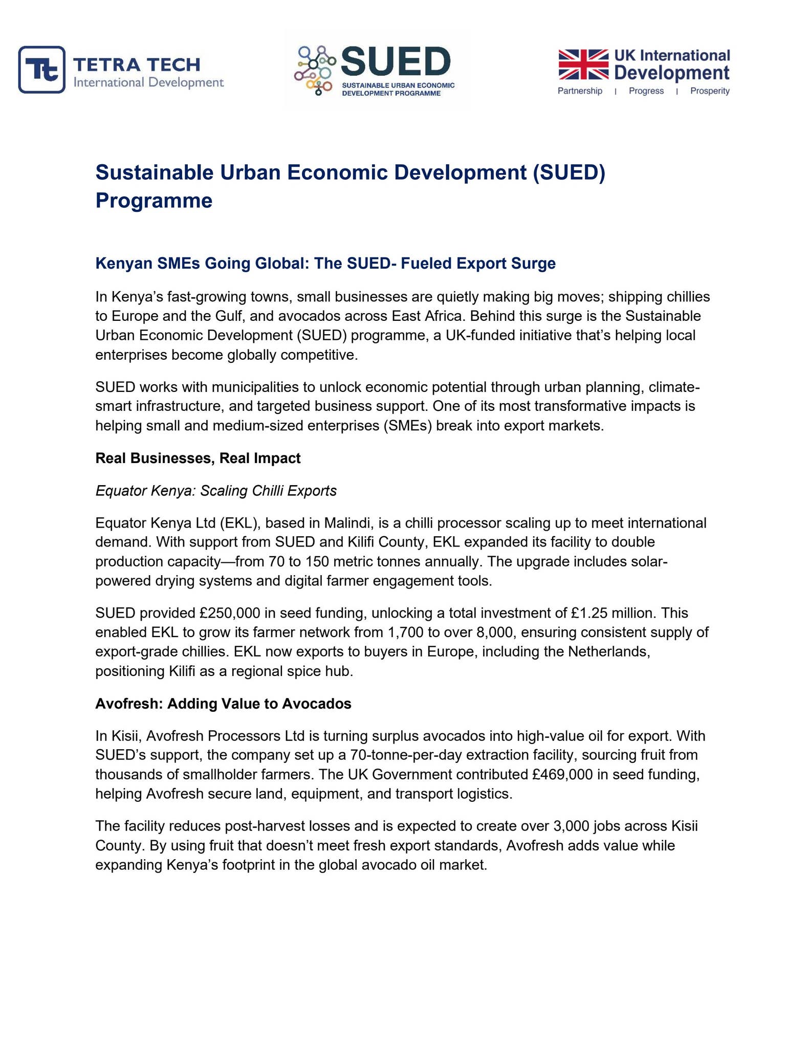 Case Study 2 - Kenyan SMEs going global - the SUED-fueled export surge ...
