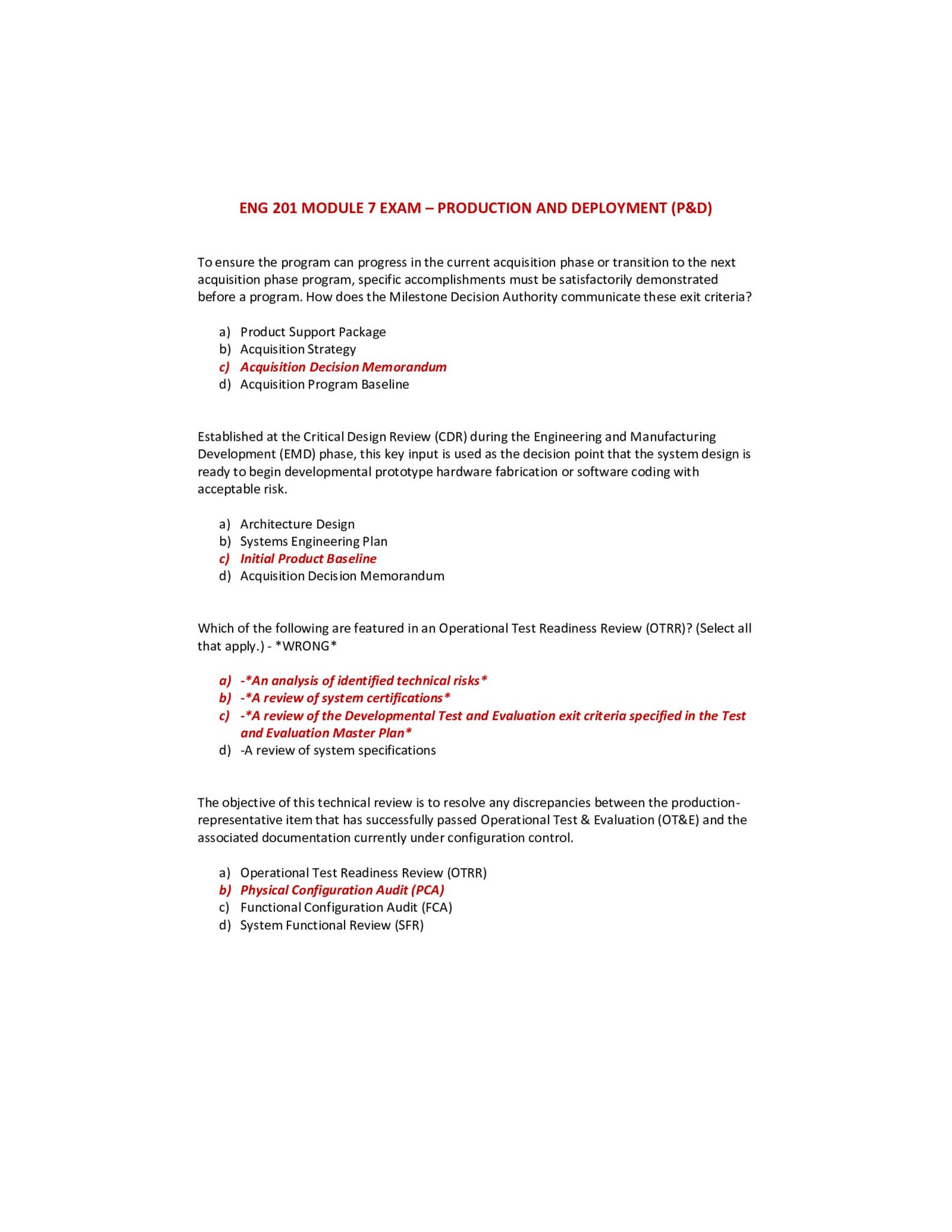ENGLISH 201 ENG 201 MODULE 7 EXAM – PRODUCTION AND DEPLOYMENT (P&D) by ...