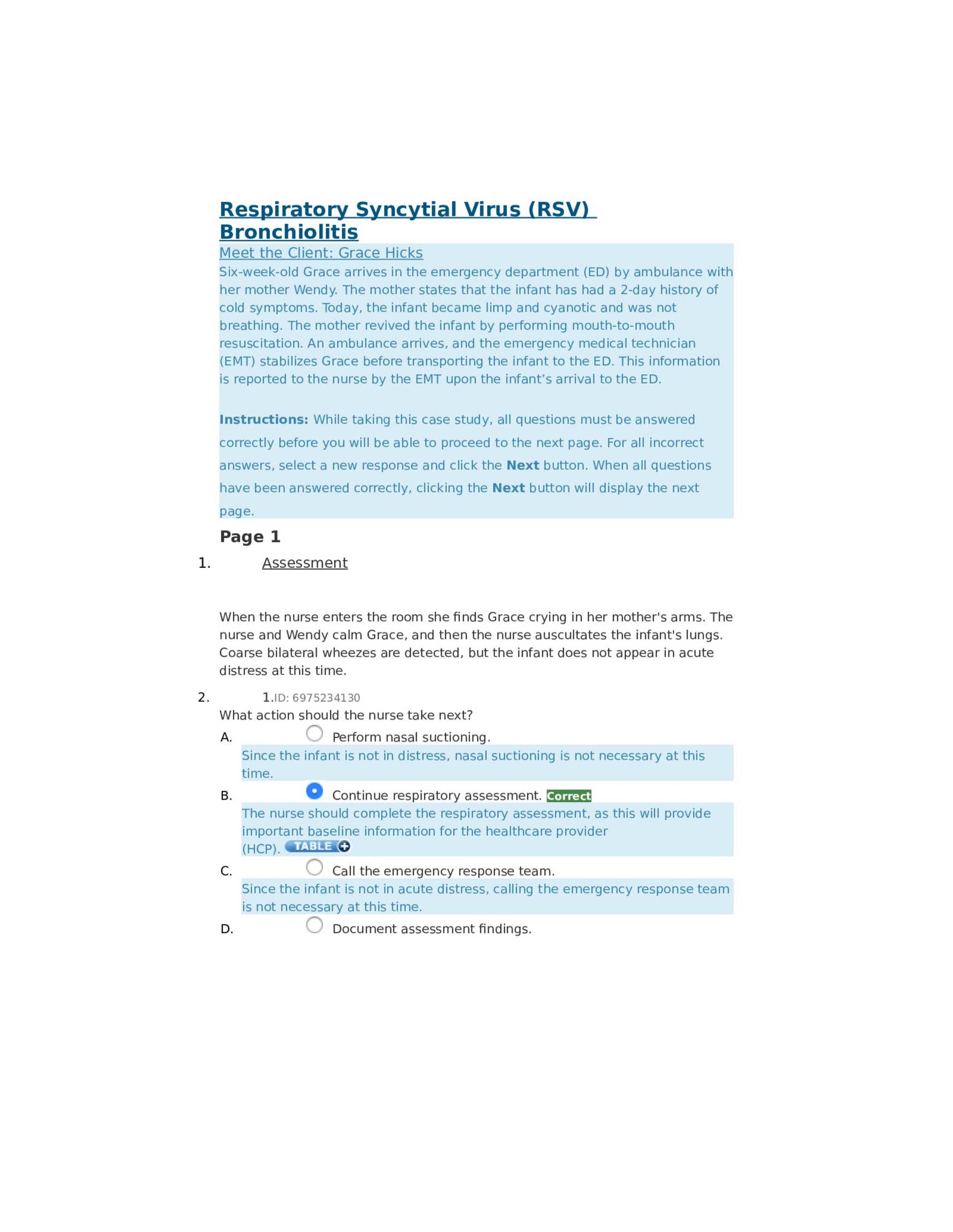 Respiratory Syncytial Virus (RSV) Bronchiolitis HESI Case Study by ...