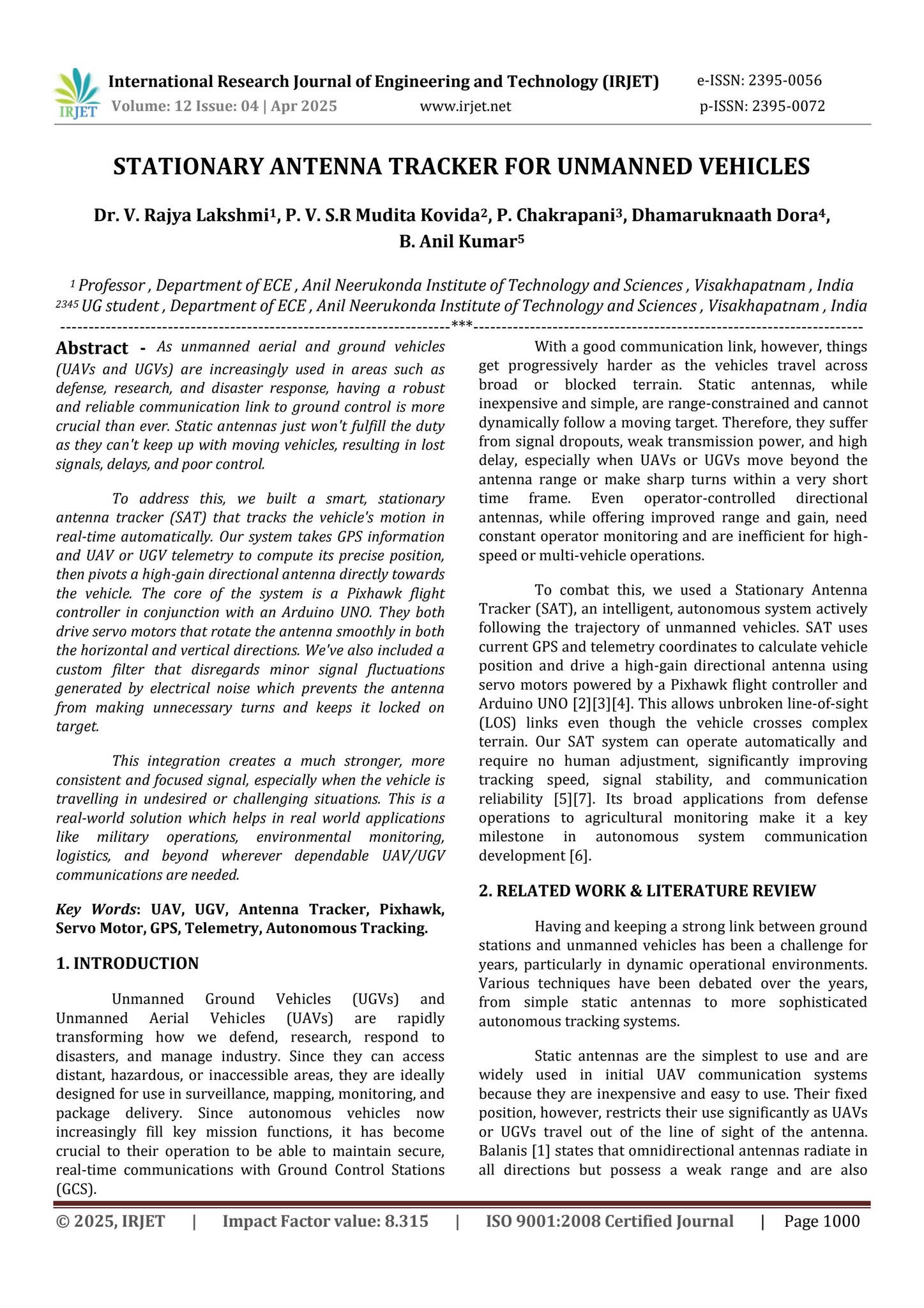 STATIONARY ANTENNA TRACKER FOR UNMANNED VEHICLES by IRJET Journal - Issuu