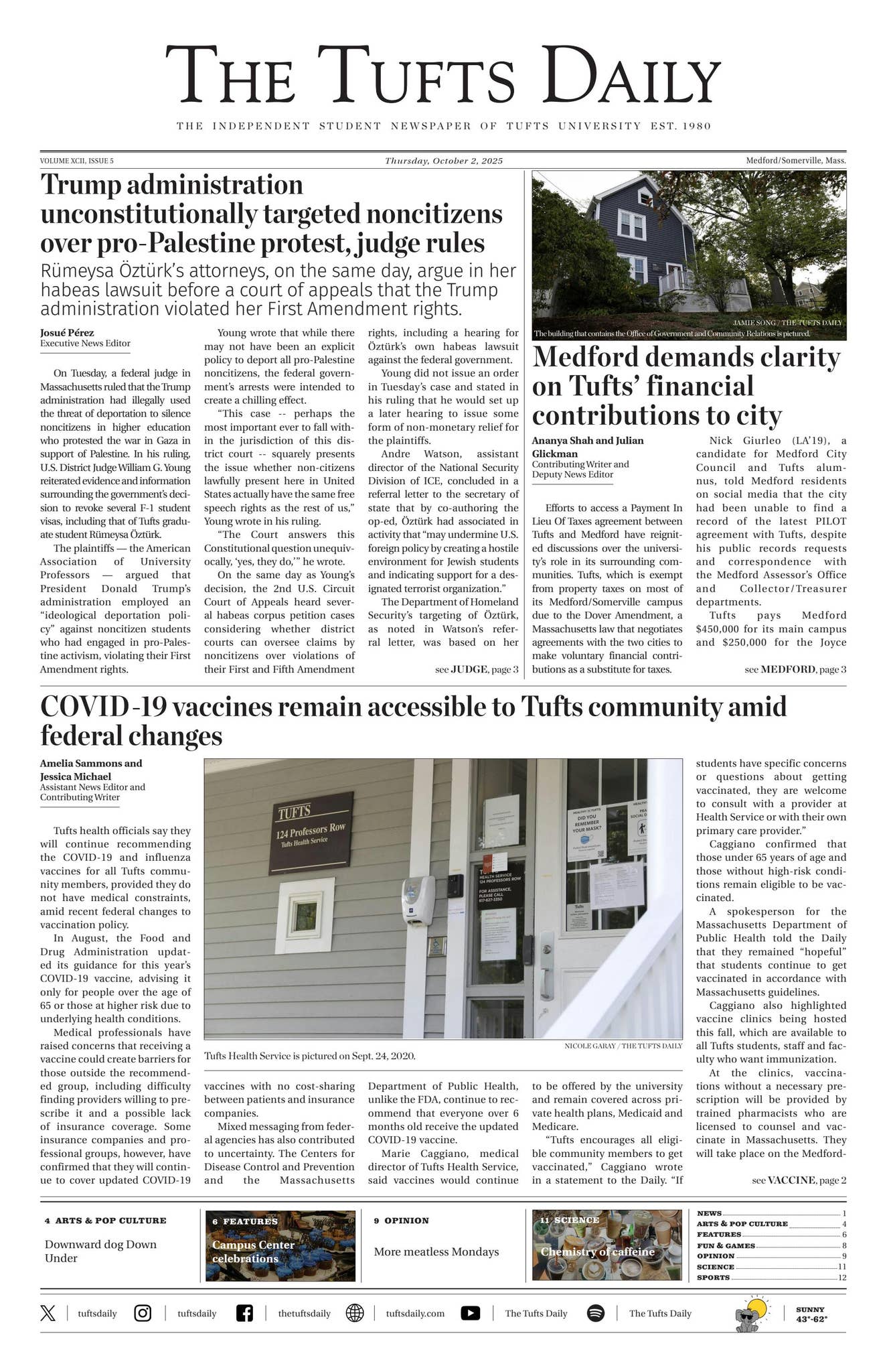 The Tufts Daily - Thursday, October 2, 2025 by The Tufts Daily - Issuu