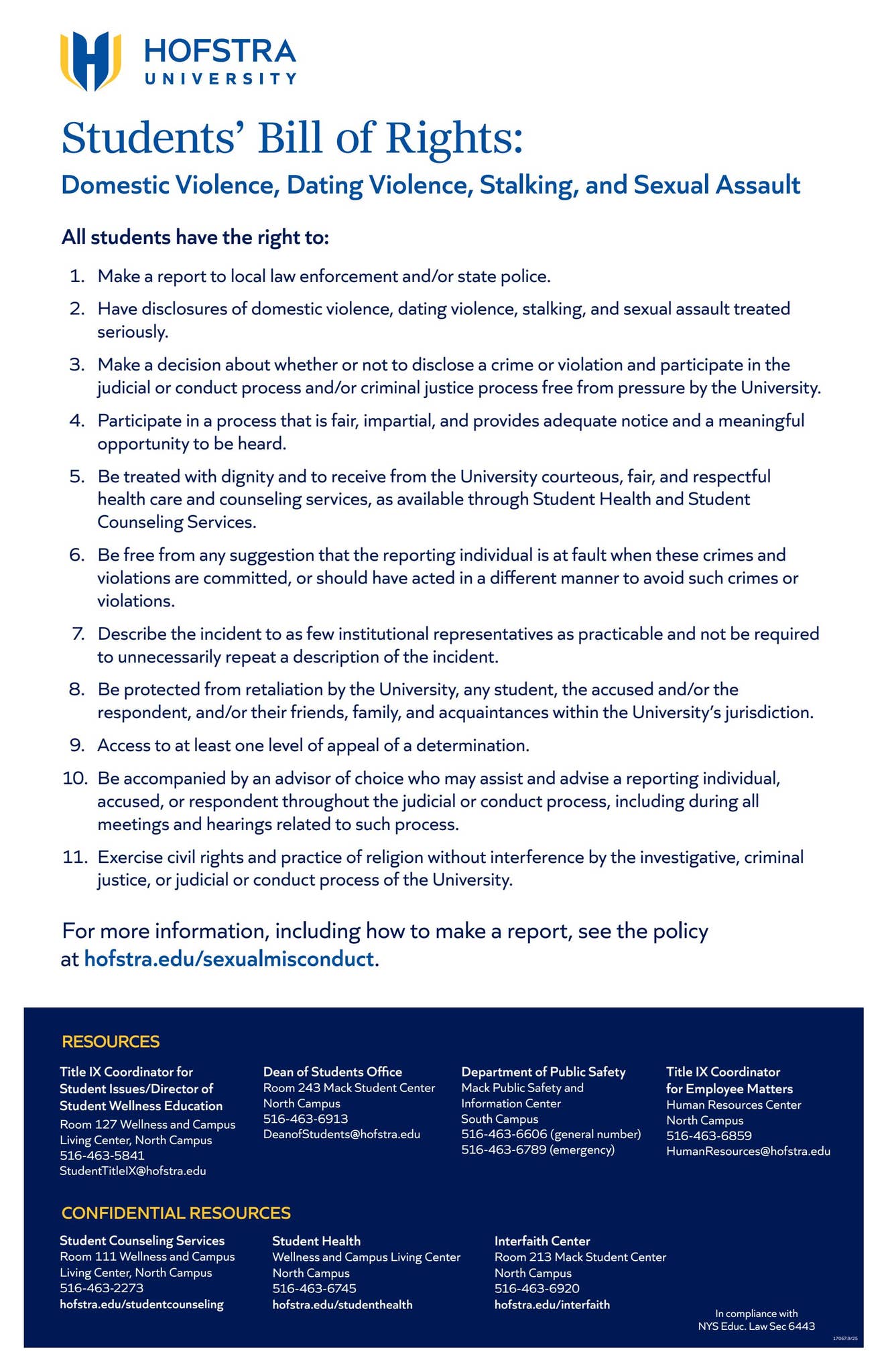 Students Bill of Rights by Hofstra University - Issuu