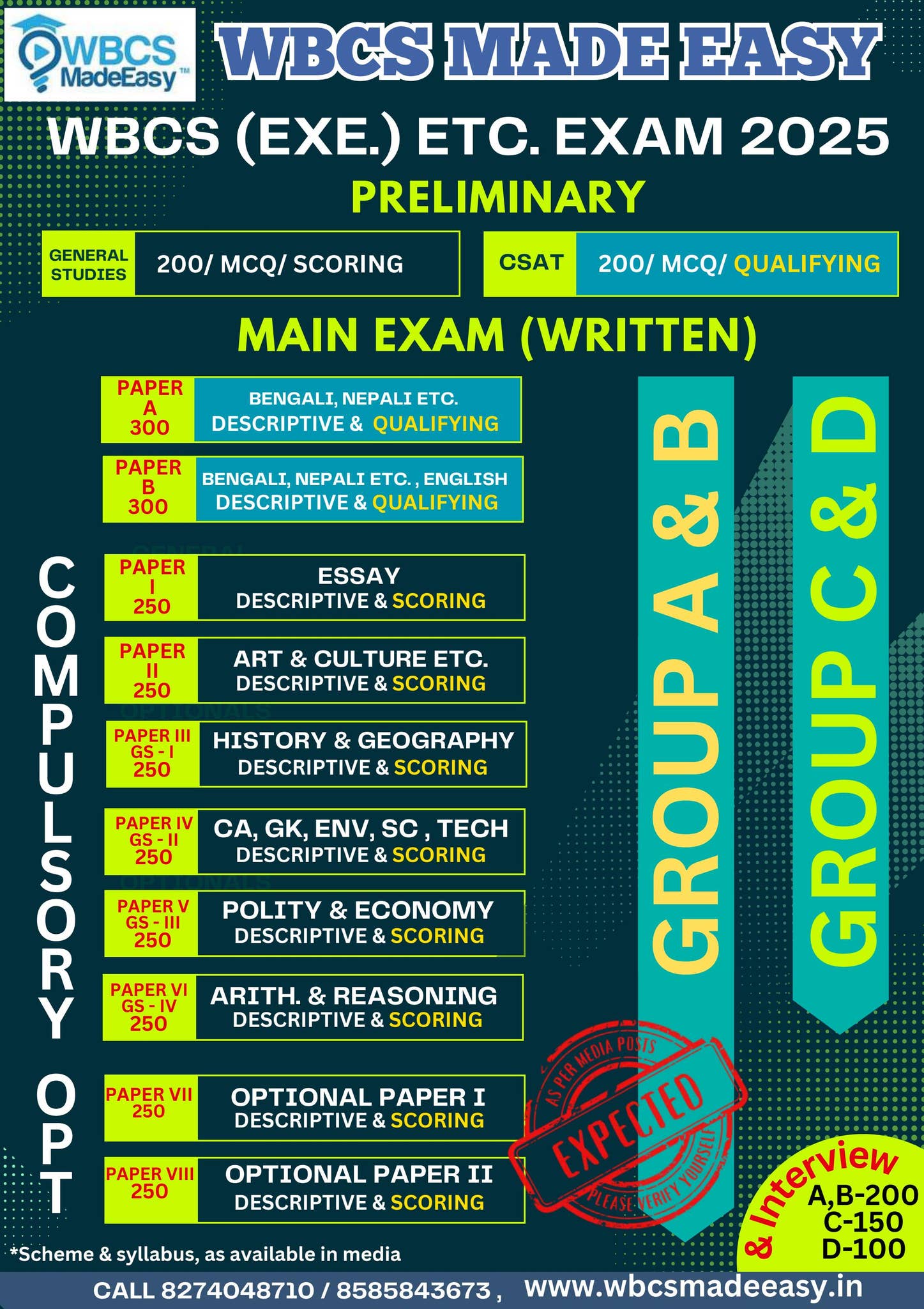 WBCS-2025-Expected-Syllabus-Pattern-And-WBCS-MADE-EASY-Courses by WBCS ...