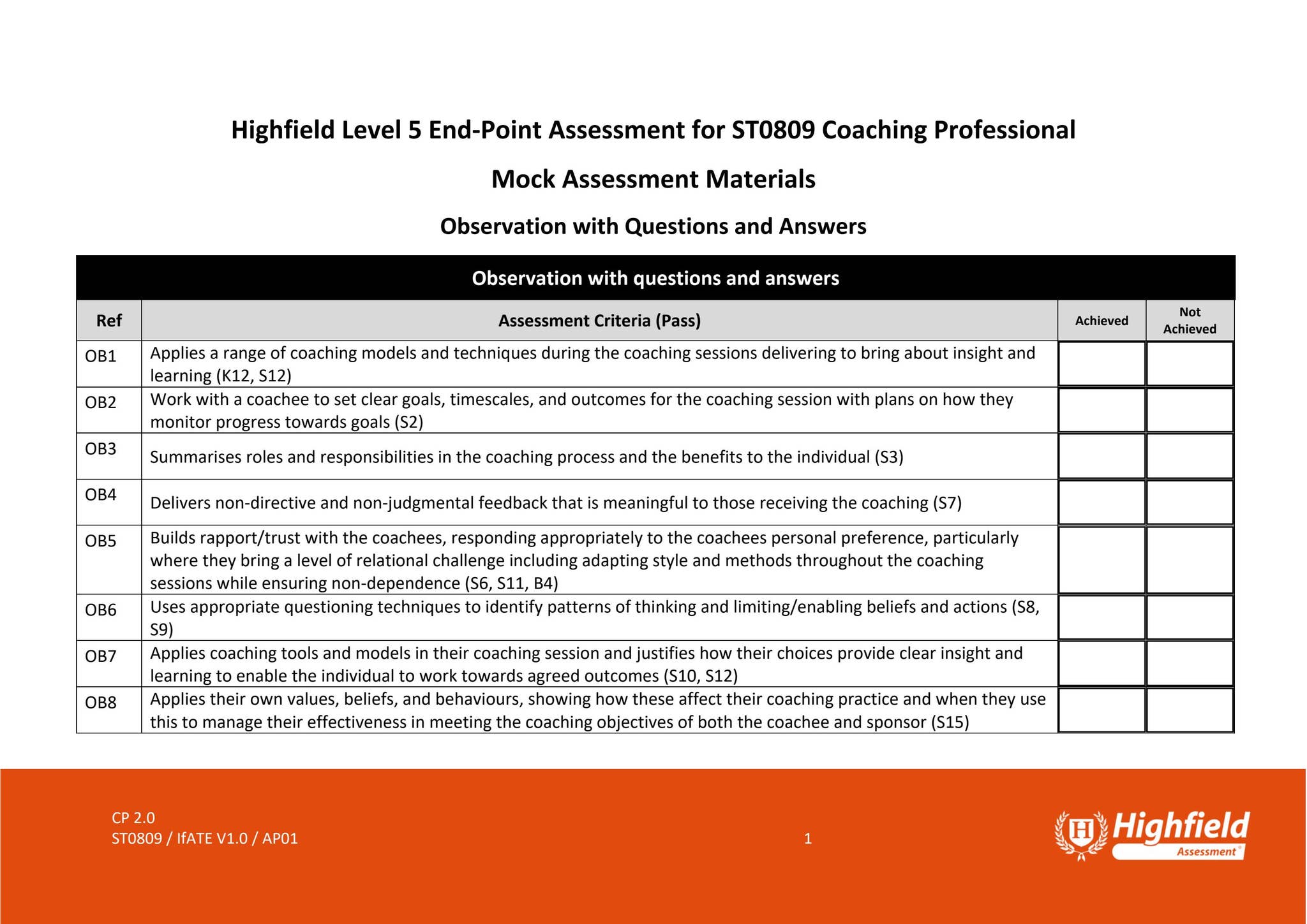 Coaching Professional observation mock assessment materials by Best ...