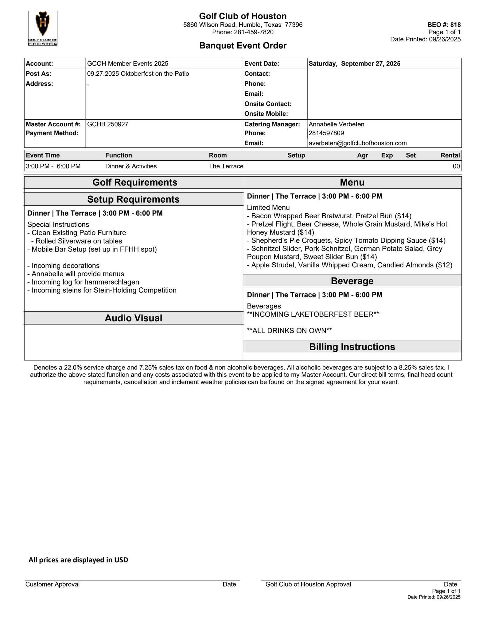 MEC Round Table BEO Example by Escalante Golf - Issuu