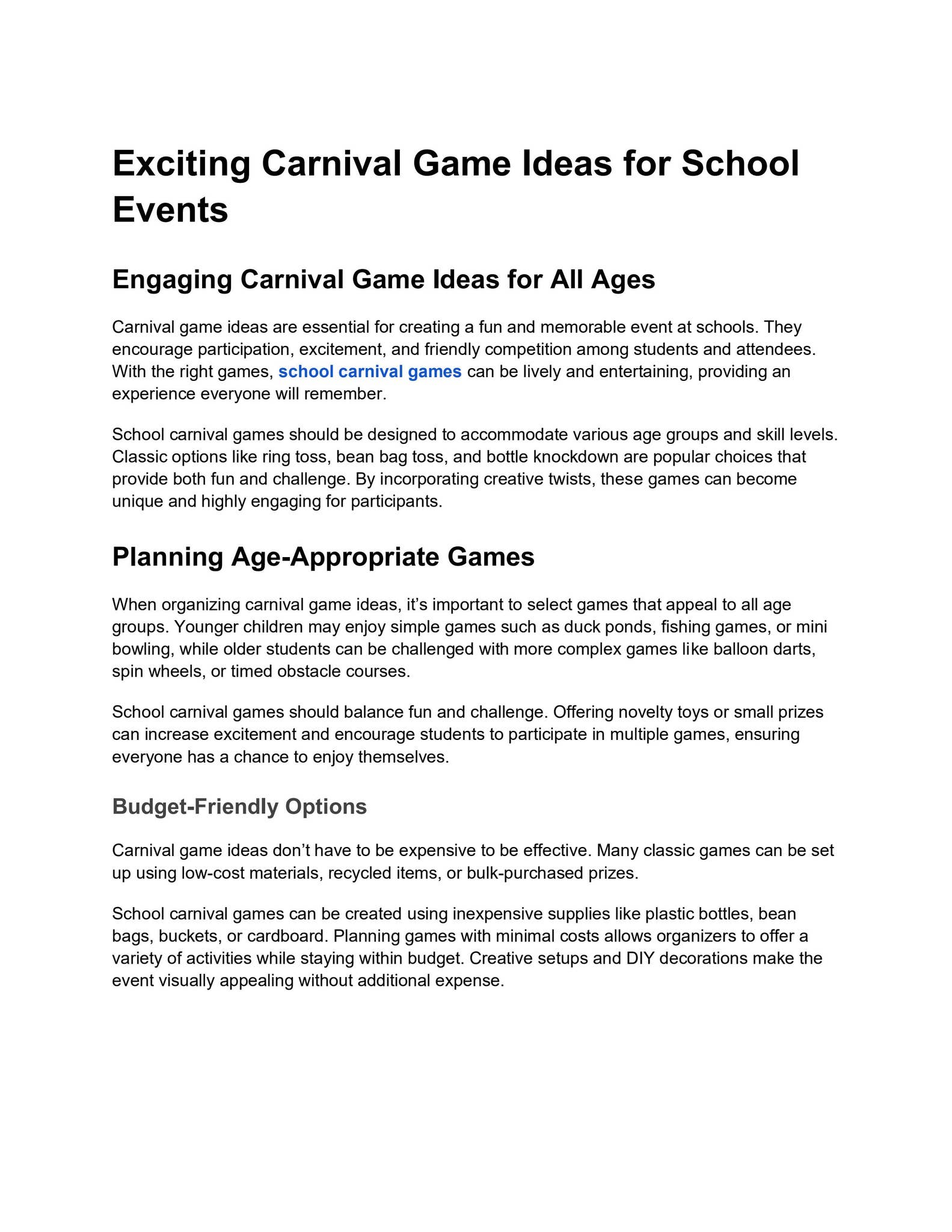 Exciting Carnival Game Ideas for School Events by ZanePearson0 - Issuu