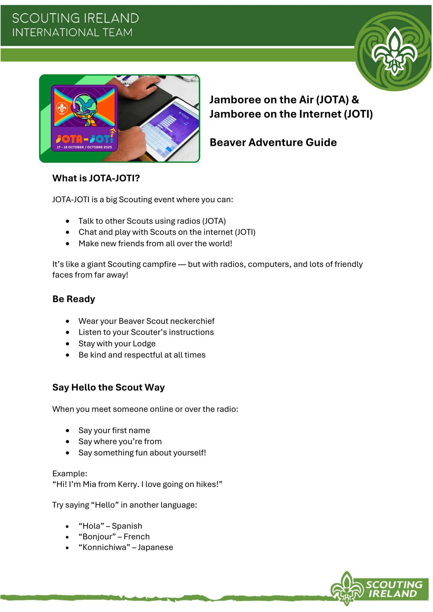 JOTA - JOTI Beaver Adventure Guide by Scouting Ireland - Issuu