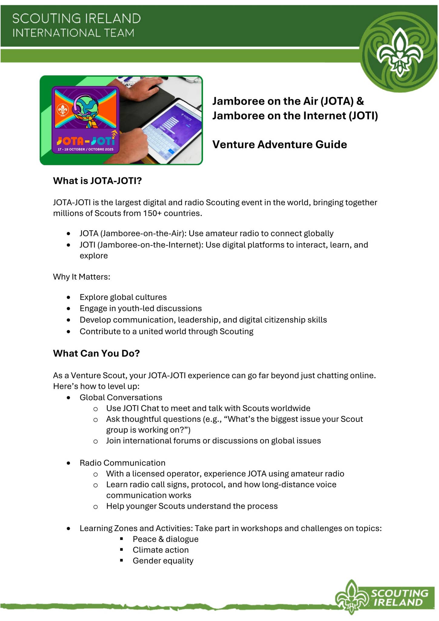 JOTA - JOTI Venture Adventure Guide by Scouting Ireland - Issuu