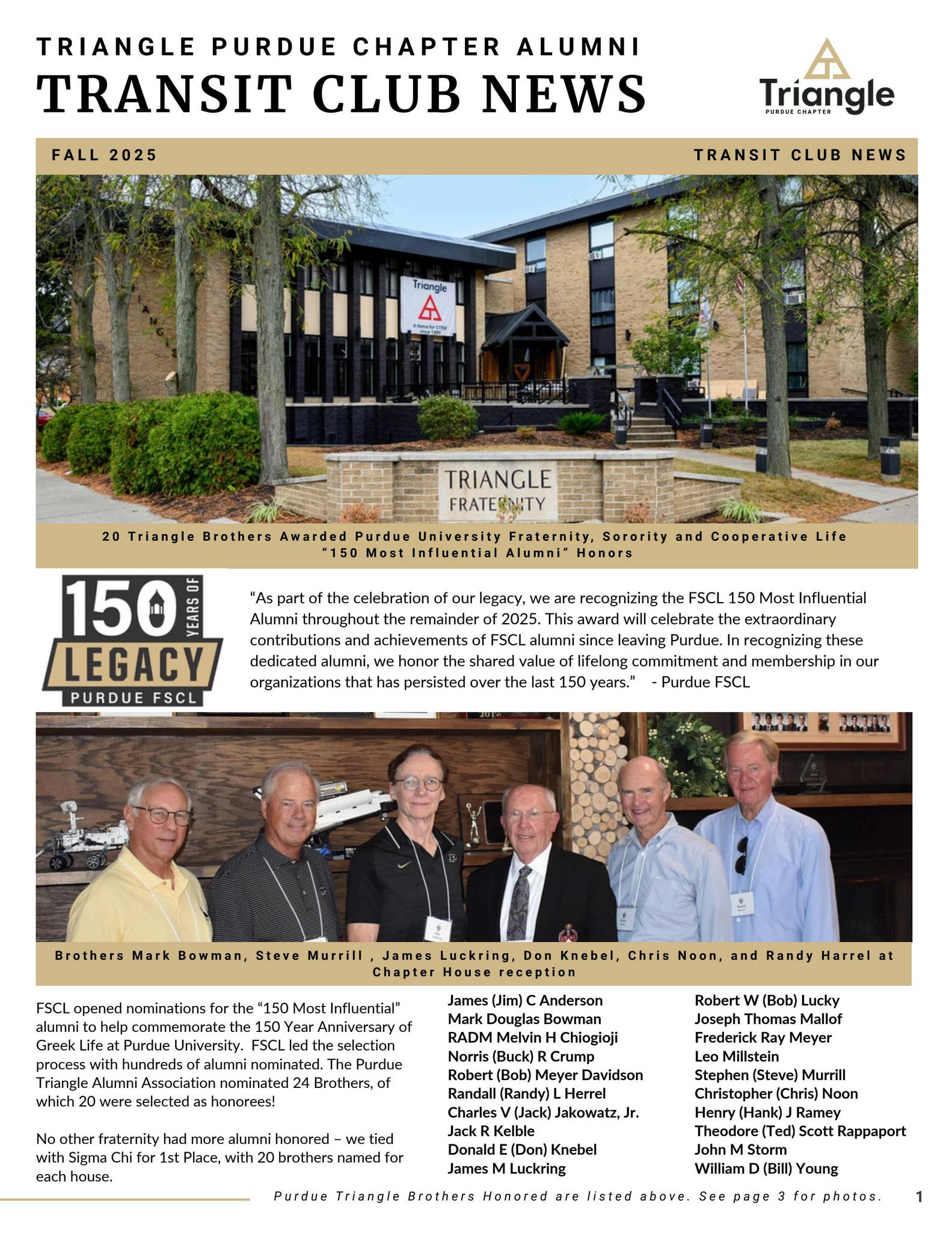 Purdue Newsletter Fall 2025 by Triangle Fraternity - Issuu
