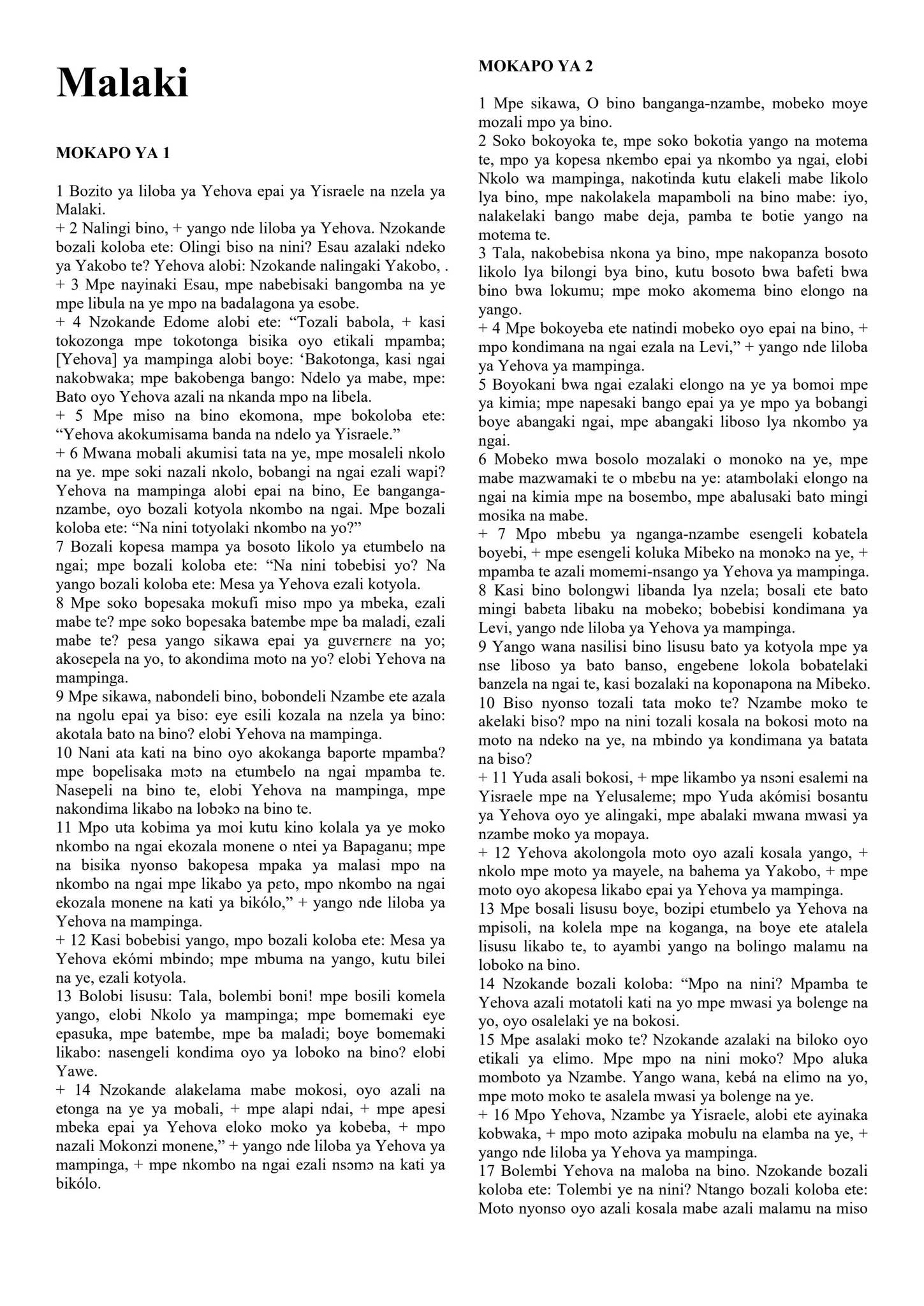 Lingala - The Book of Prophet Malachi by Filipino Tracts and Literature ...