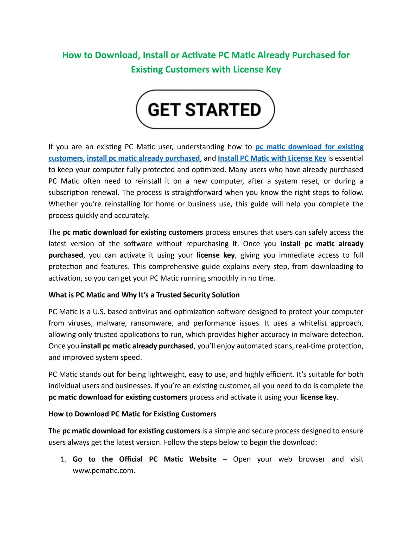 How to Download, Install or Activate PC Matic Already Purchased for ...