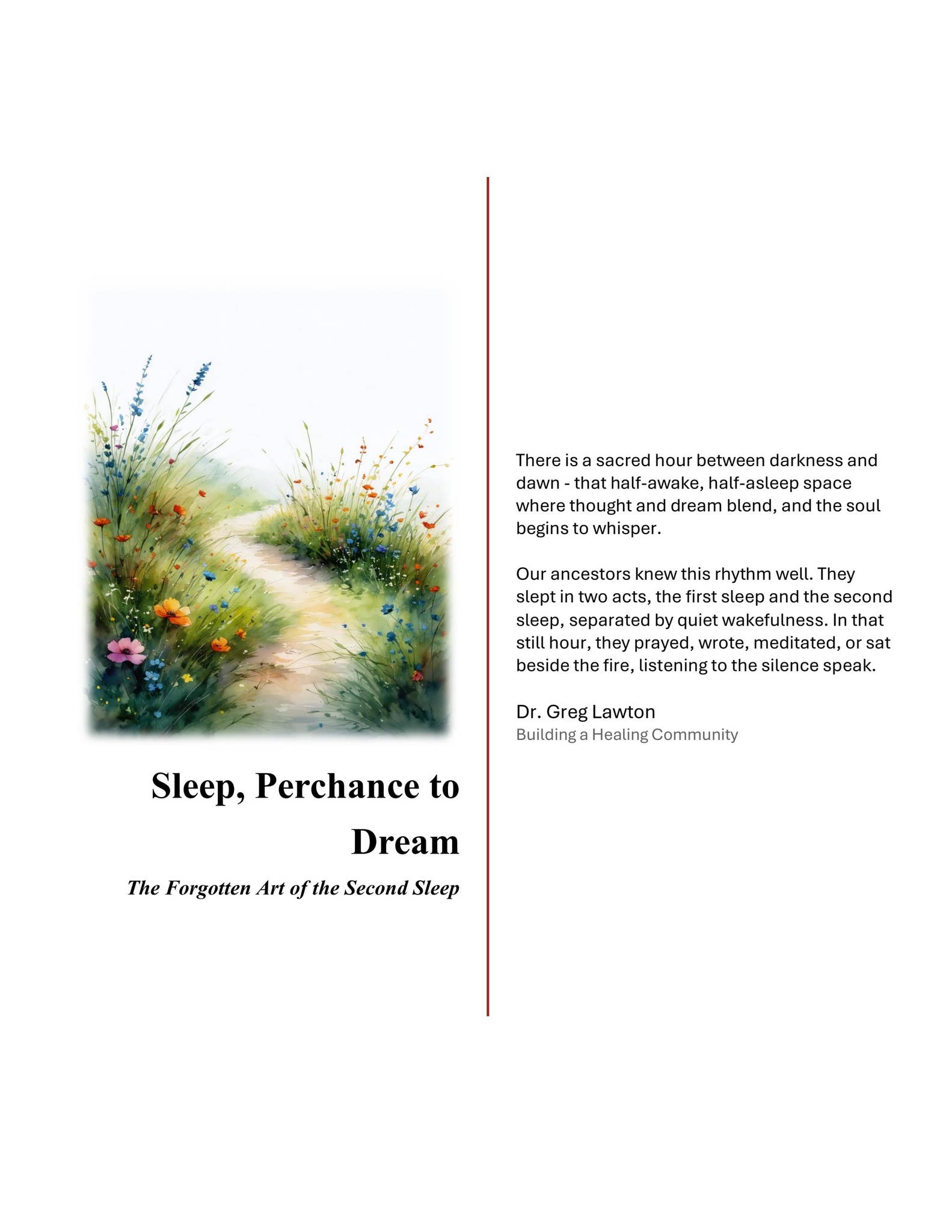 Sleep Perchance to Dream by Gregory Lawton - Issuu