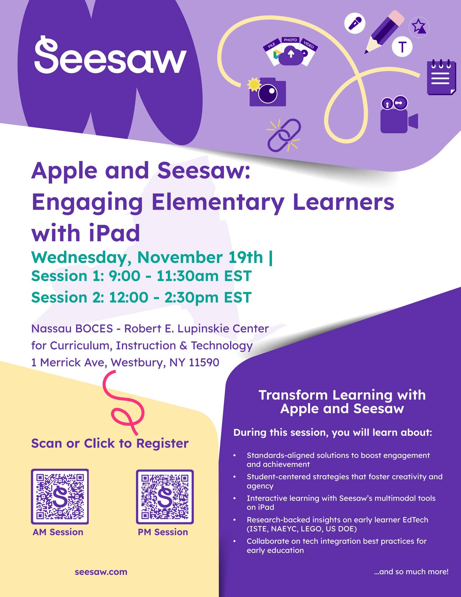 Apple + Seesaw: Engaging Elementary Learners with iPad (Westbury, NY ...