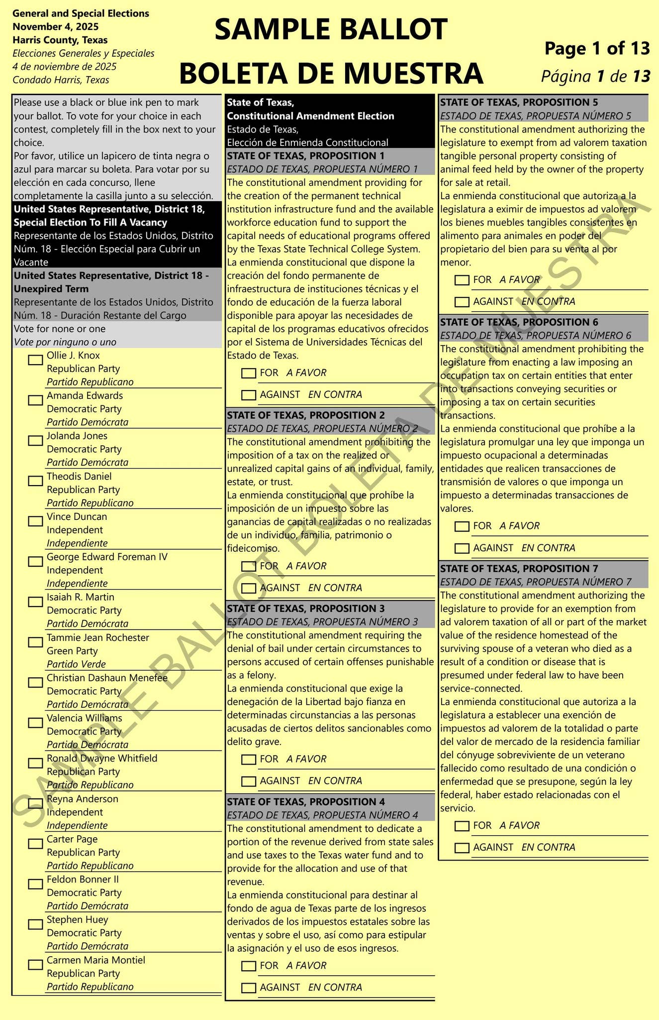 SAMPLE BALLOT - Tuesday, November 4, 2025, General Election, Please ...