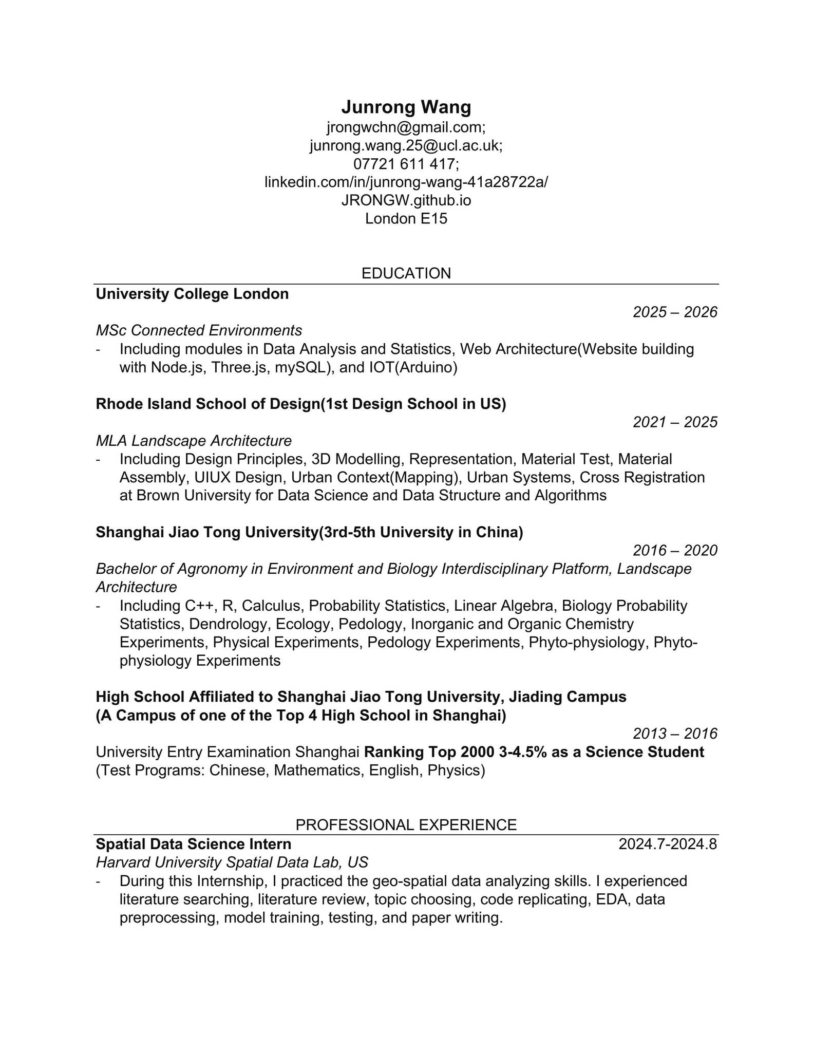 Junrong Wang CV by Junrong Wang - Issuu