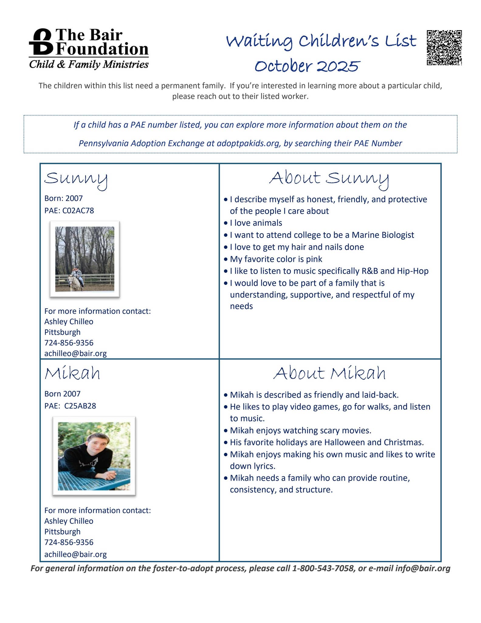 Bair Waiting Children List October 2025 by The Bair Foundation - Issuu