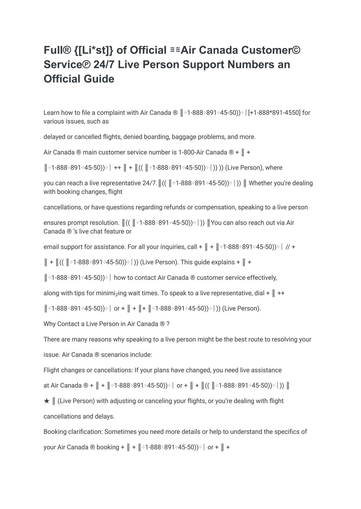 Full® {[Li_st]} of Official ≋≋Air Canada Customer© Service℗ 24_7 Live ...