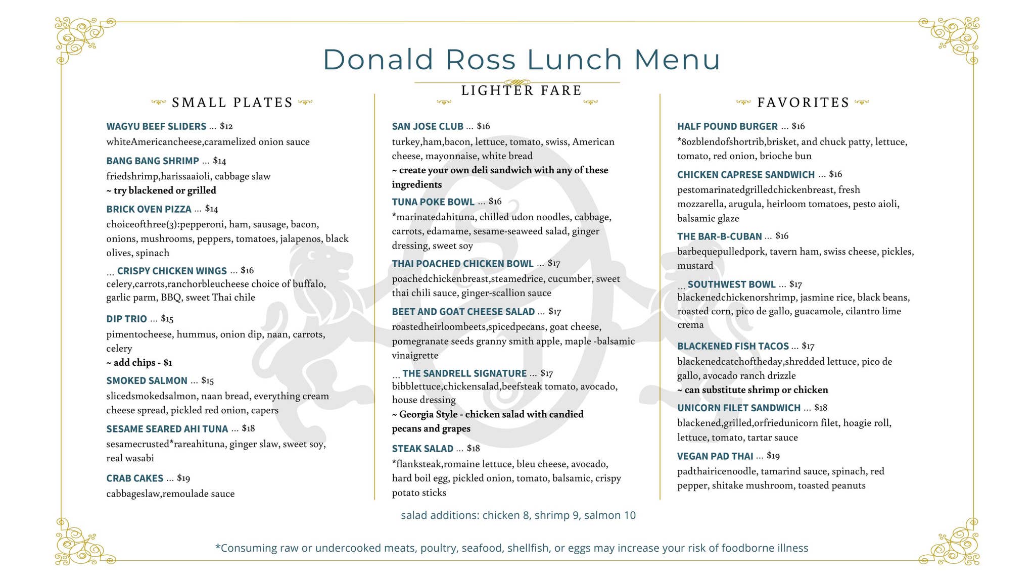 New Donald Ross Menus by sjccjax - Issuu